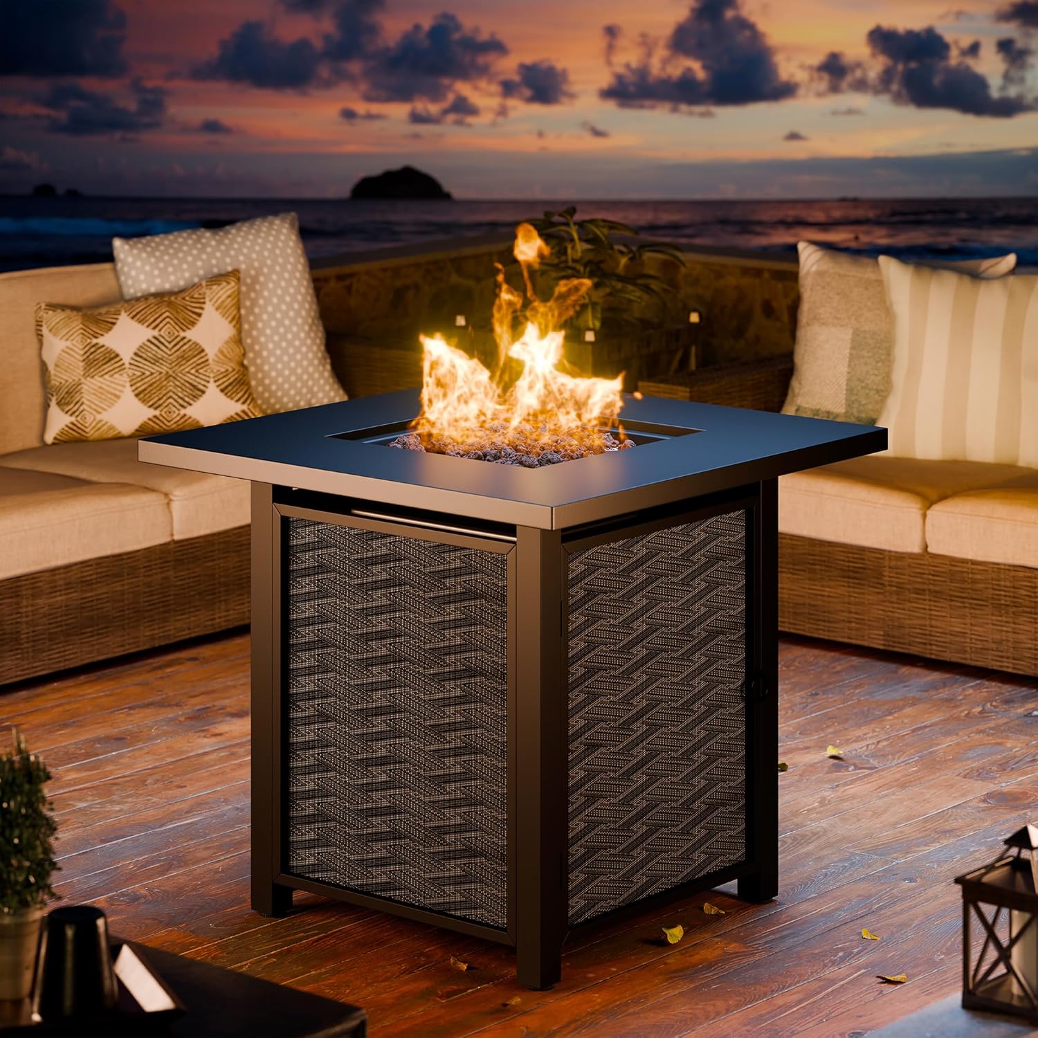 28" Propane Fire Pit Table , 2 in 1 Fire Pits & Outdoor Fireplaces with ...