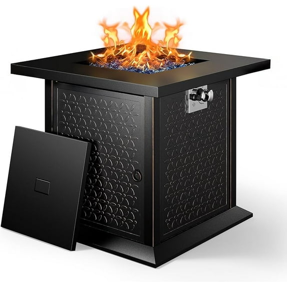 28" Propane Fire Pit Table with 50,000 BTU Output, Outdoor Gas Fire Pit ...