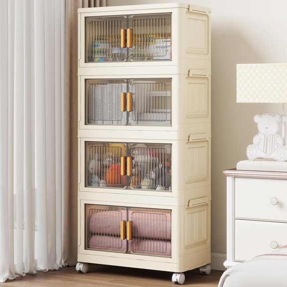 Stackable Storage Bin with Lid , Collapsible Storage Cubes with Wheels ...