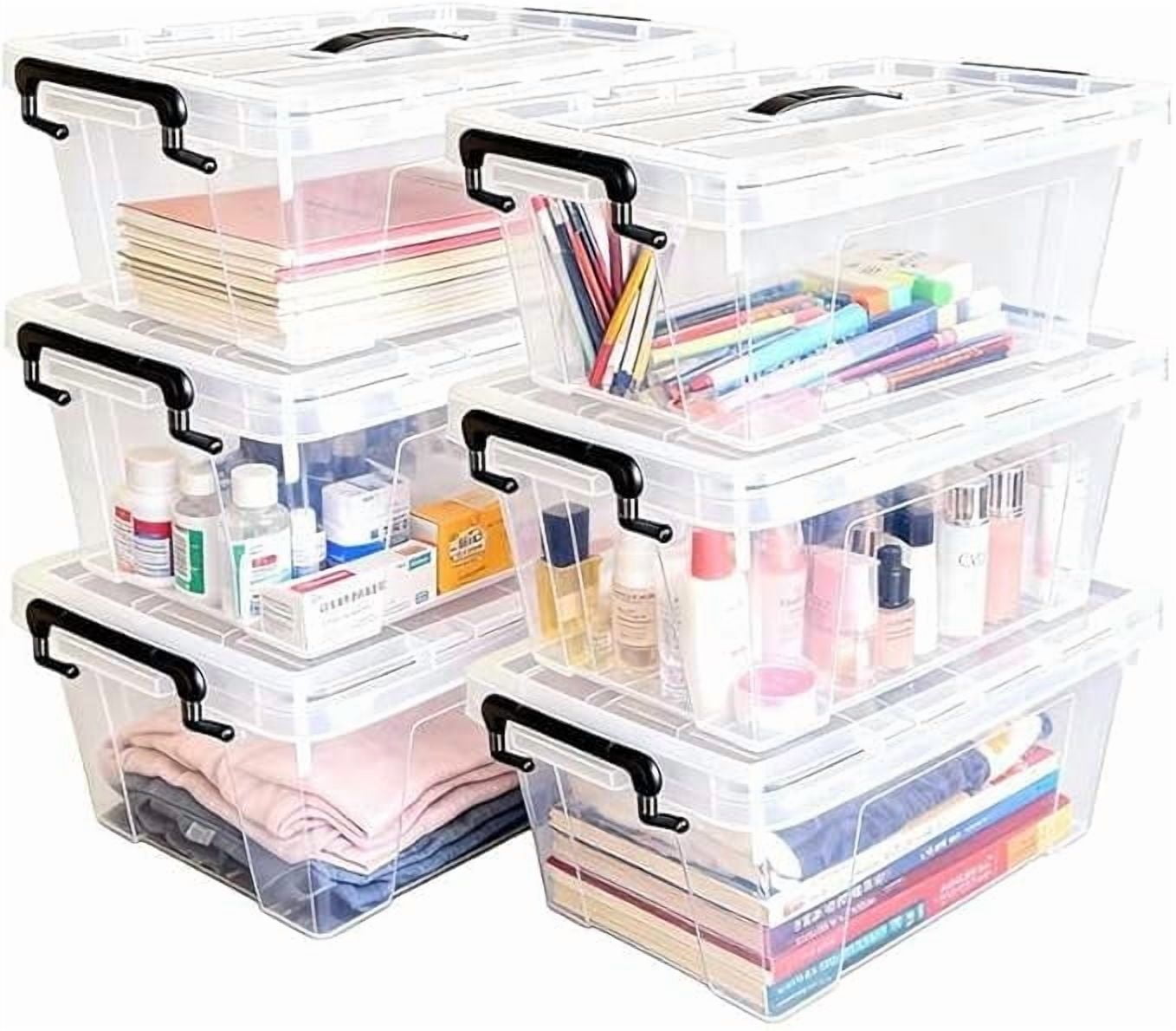28 Quart (6-Pack) Clear Storage Bins with Lids - Heavy Duty Stackable ...