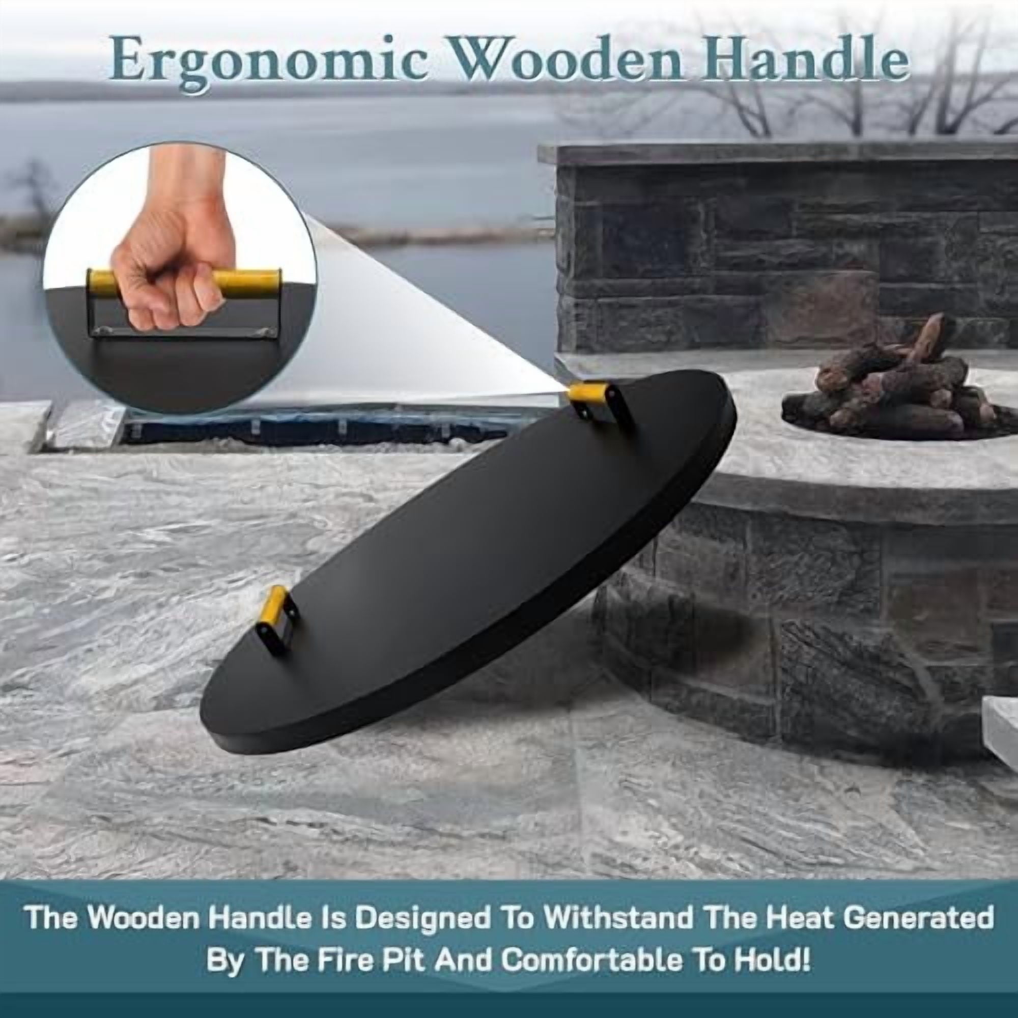 28” Round Fire Pit Lid – Powder Coated fire pit cover round metal for ...