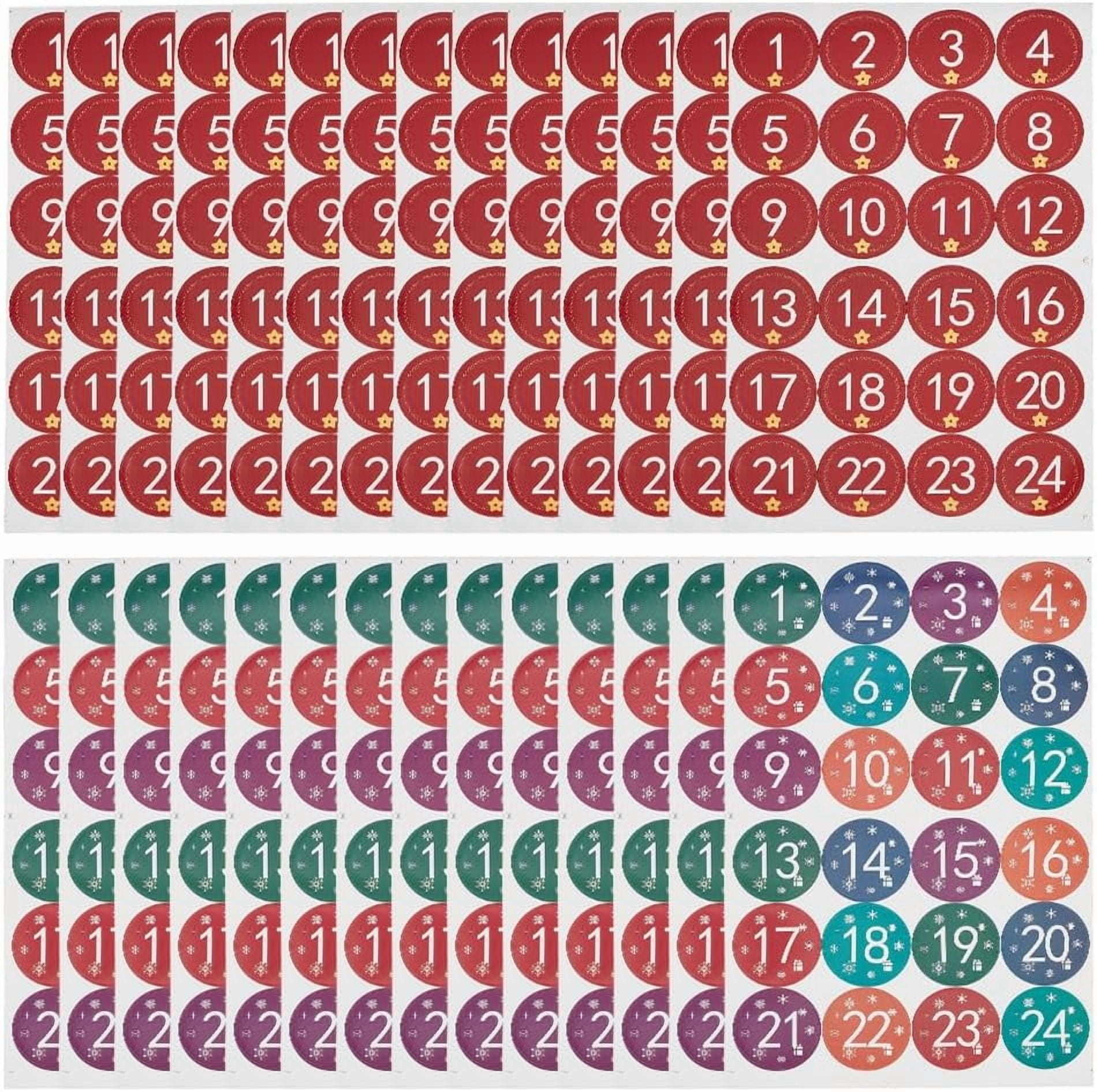 28 Sheets Christmas Advent Calendar Stickers 2 Styles 1-24 Number ...