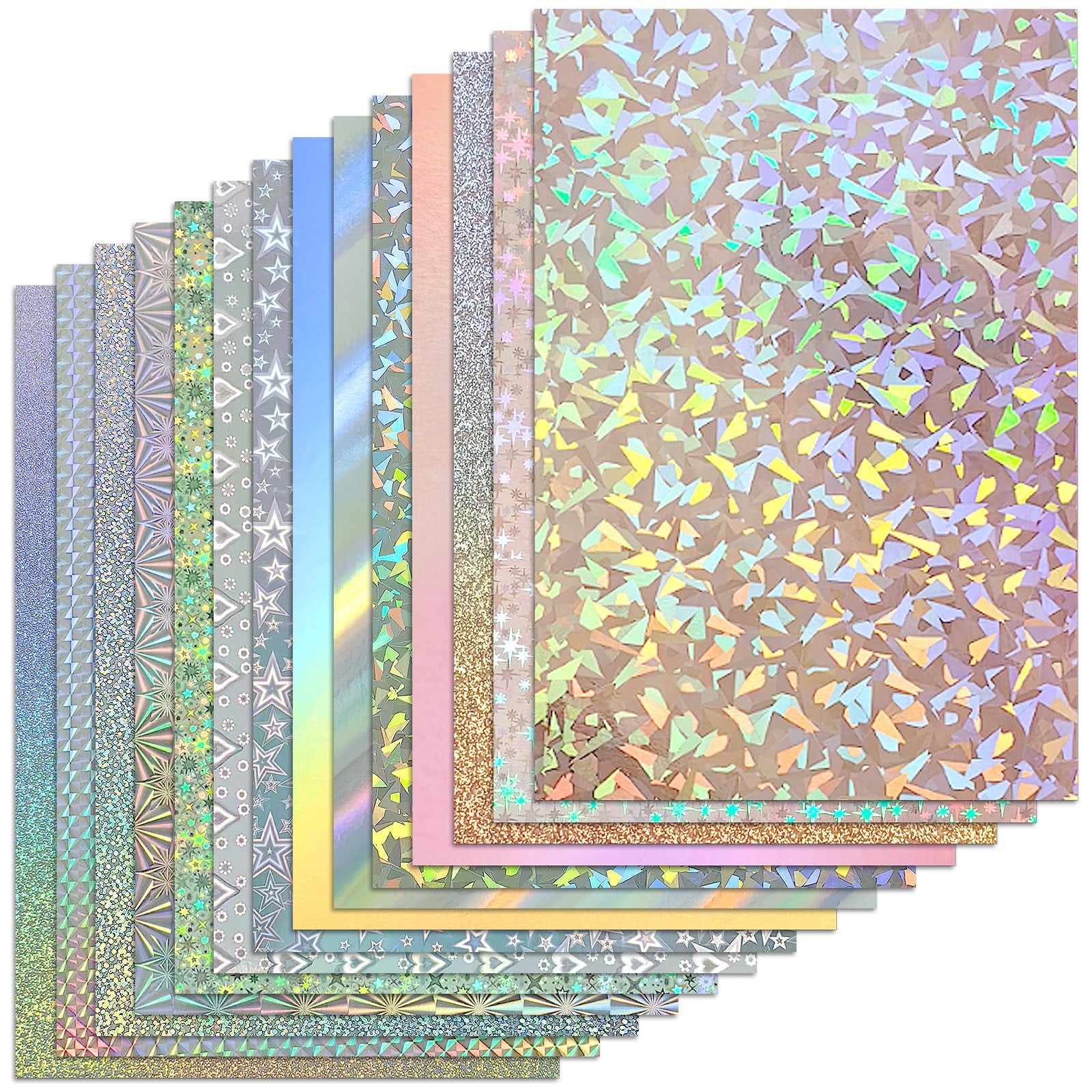 28 Sheets Holographic Cardstock, STF9 8" x 12" Metallic Shiny ...