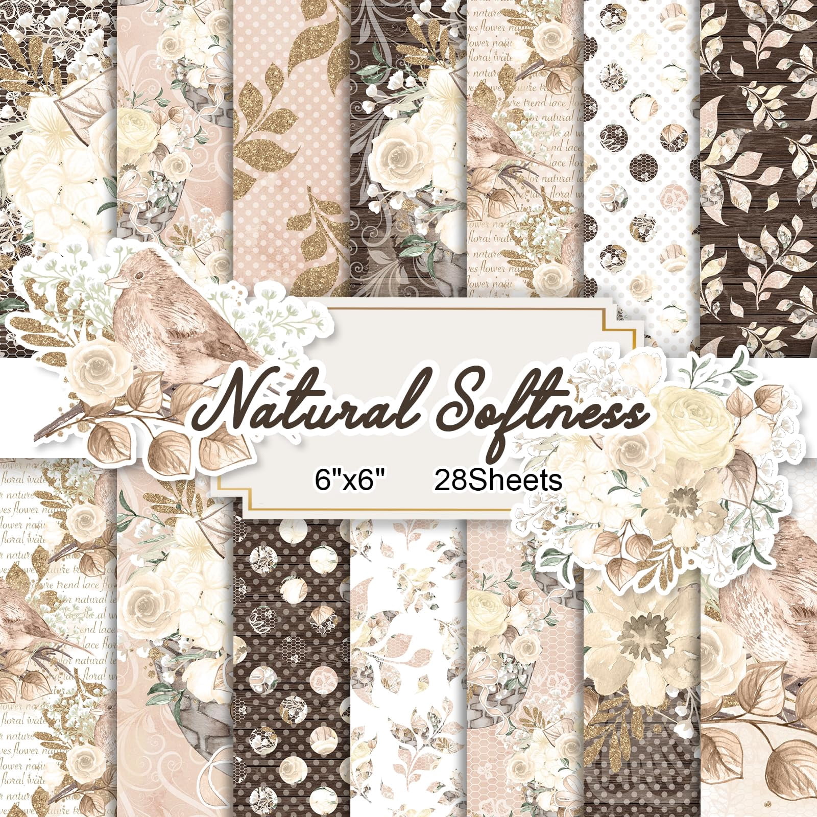 28 Sheets Scrapbook Paper, TSF6 Floral Scrapbooking Specialty Papers ...