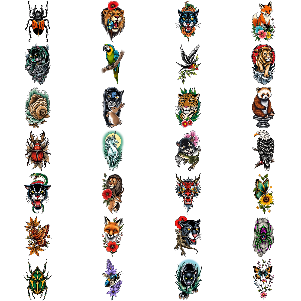 28 Sheets Temporary Tattoo Stickers Waterproof Long Lasting Body Decals ...