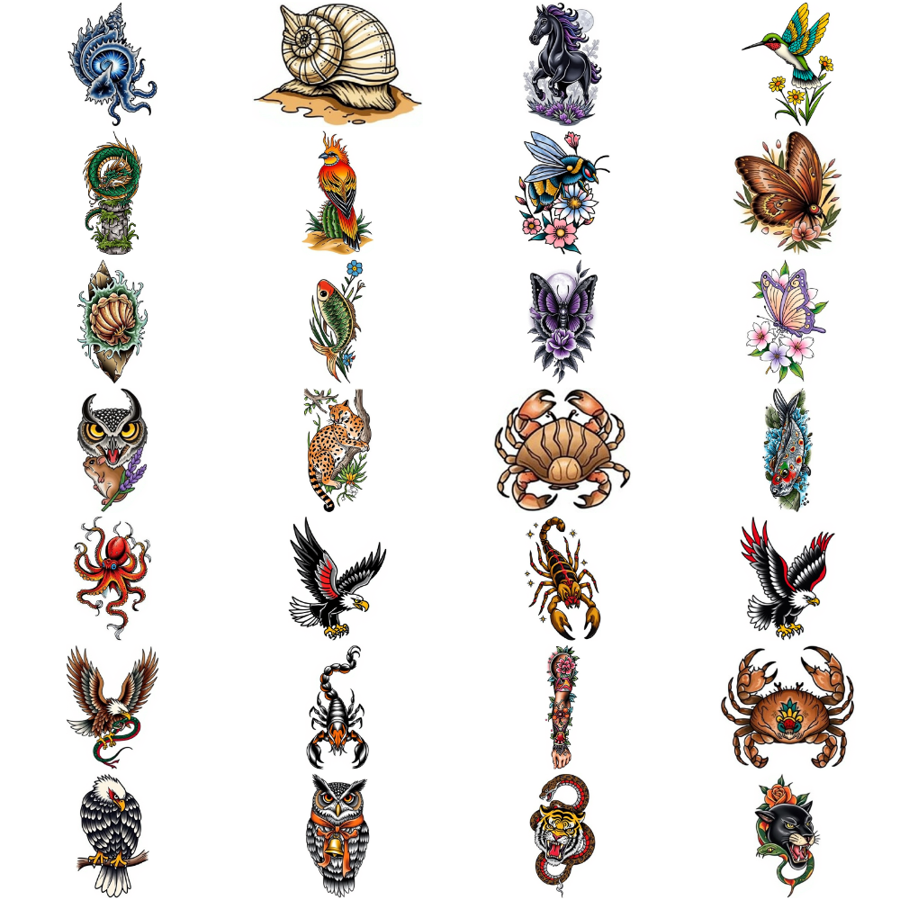 9 Realistic Temporary Tattoos Waterproof Long Lasting Body Stickers Lion Tiger Fox Eagle Adult ...