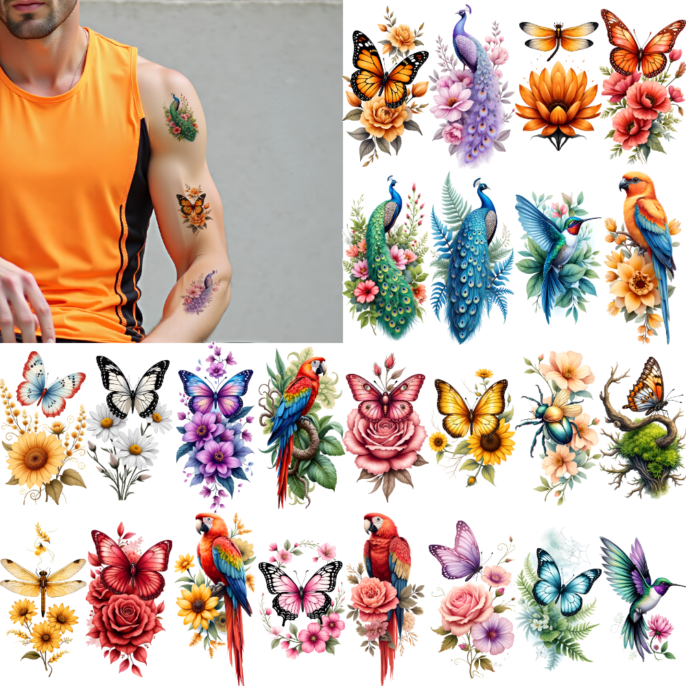 28 Sheets Temporary Tattoo Stickers Waterproof Long Lasting Body Decals ...