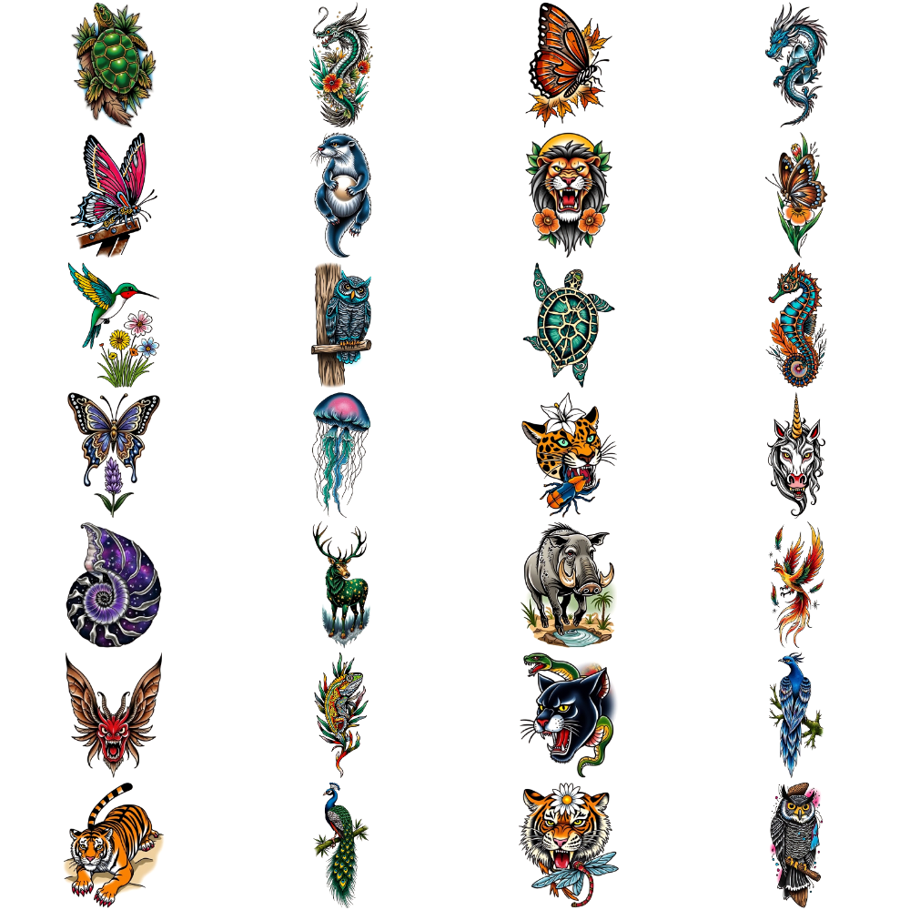 28 Sheets Temporary Tattoo Stickers Waterproof Long Lasting Body Decals ...