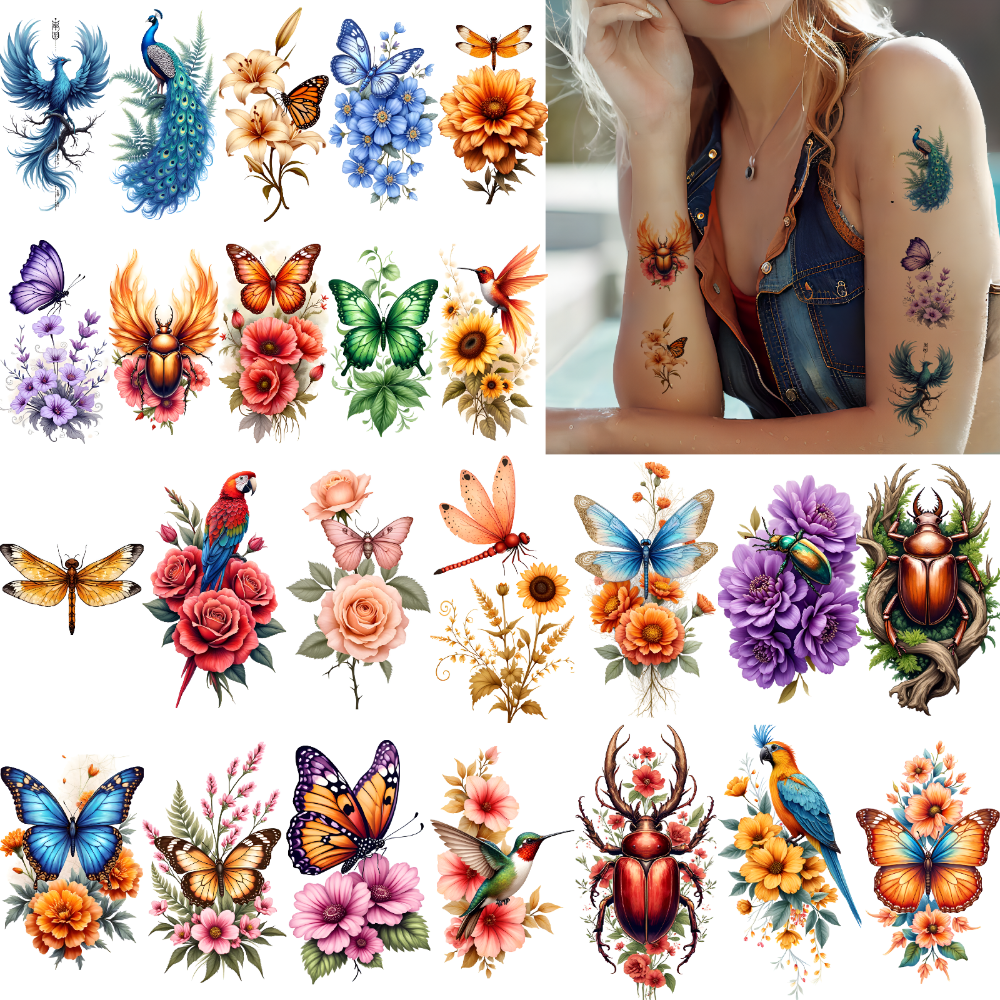 28 Sheets Temporary Tattoo Stickers Waterproof Long Lasting Body ...