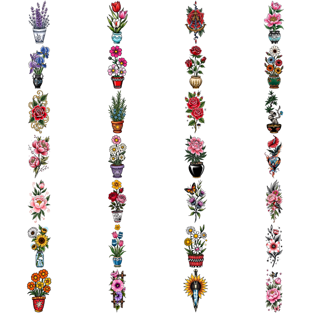 28 Sheets Temporary Tattoo Stickers Waterproof Long Lasting Body ...