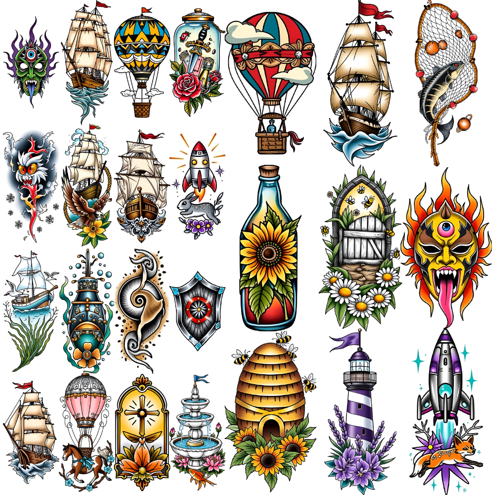 28 Sheets Temporary Tattoo Stickers Waterproof Long Lasting Body ...