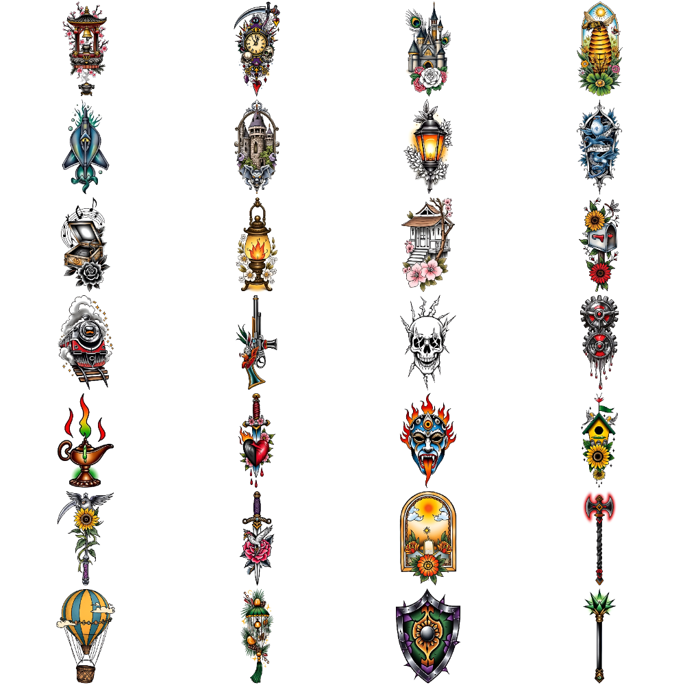 28 Sheets Temporary Tattoo Stickers Waterproof Long Lasting Body ...