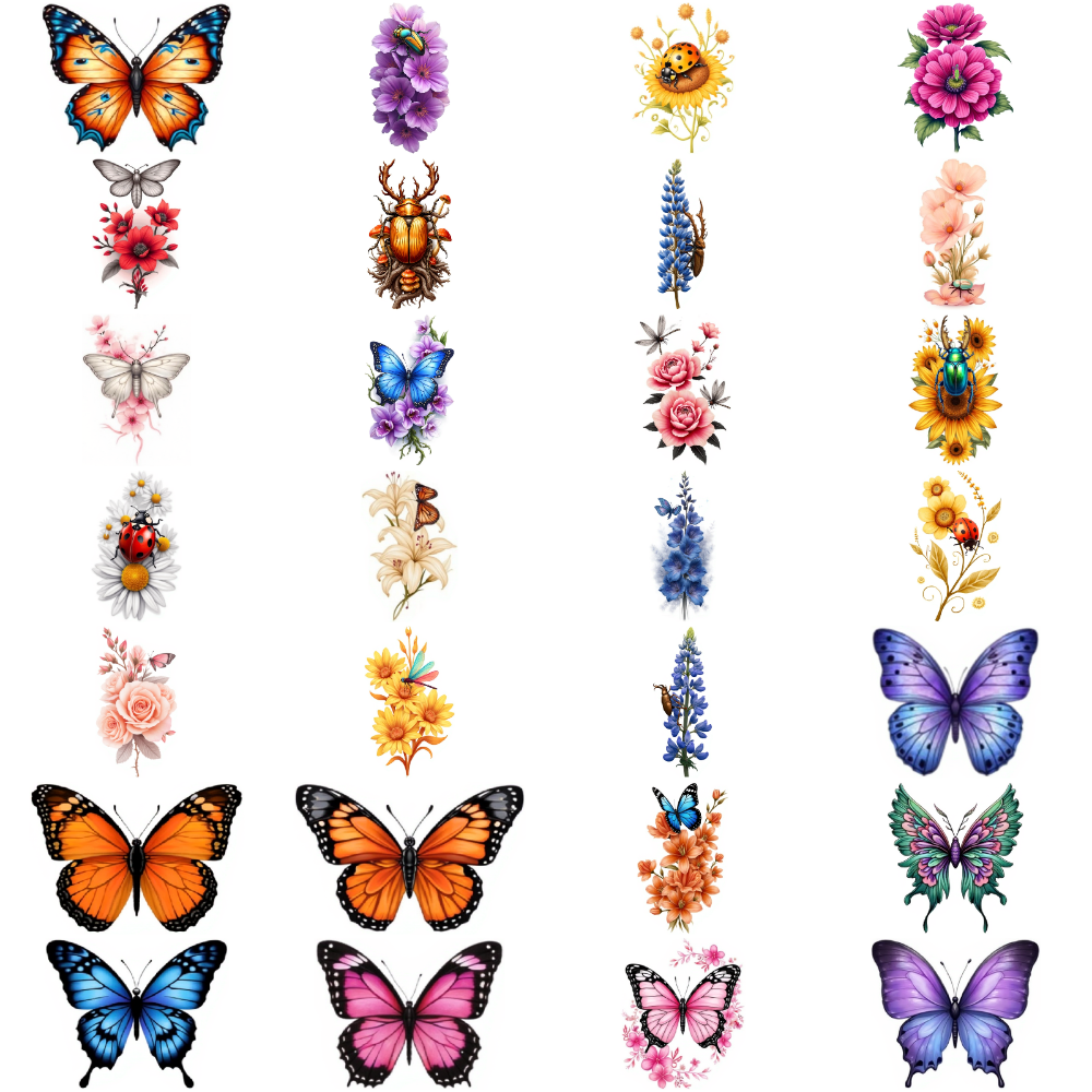 28 Sheets Temporary Tattoos Waterproof Long Lasting Body Stickers ...