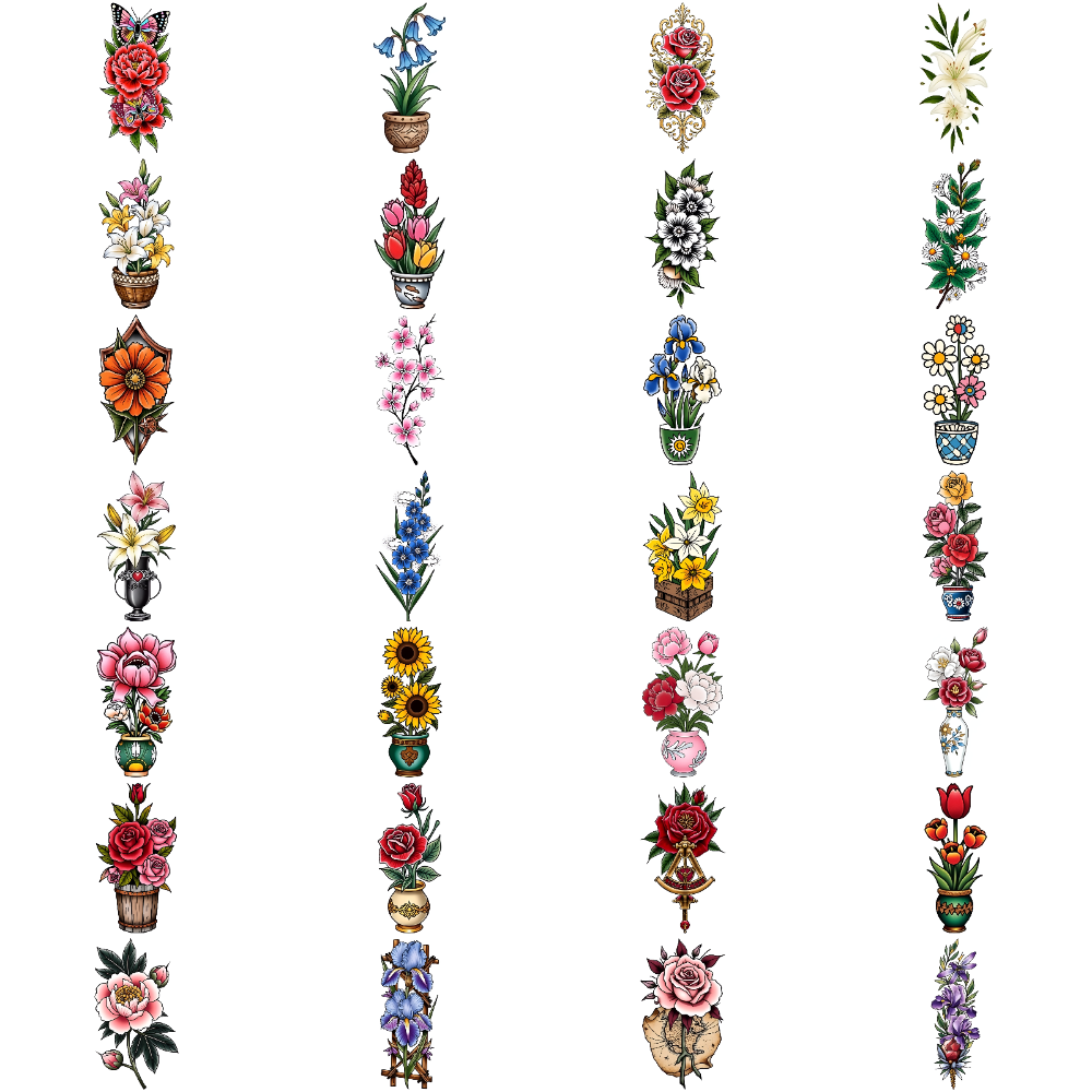28 Sheets Temporary Tattoos Waterproof Long Lasting Body Stickers Rose ...