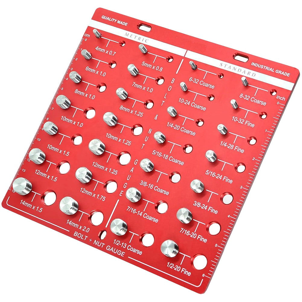 28 Sizes Thread Nut & Bolt Gauge Aluminum Alloy Metric Imperial ...