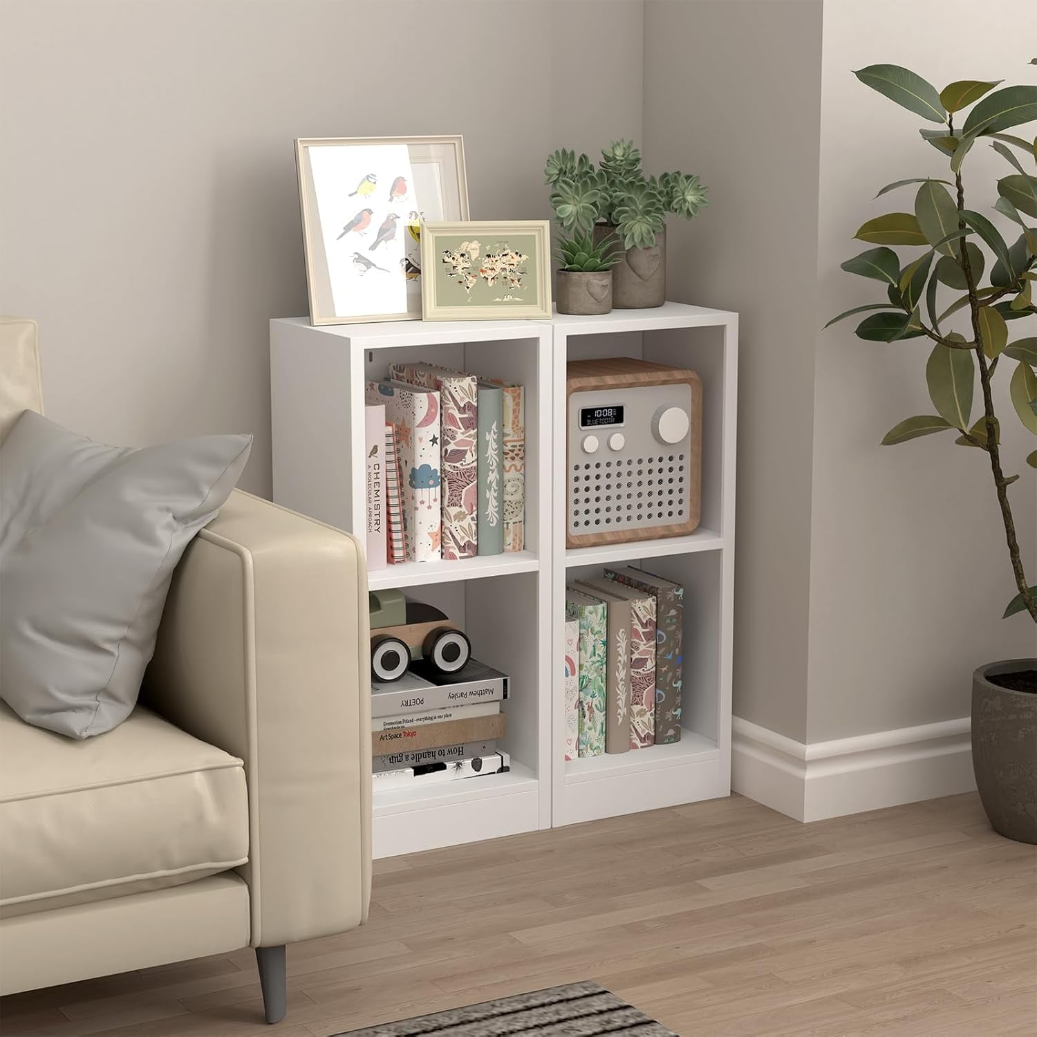 28" Small Bookshelf, 2-Tier Bookshelves and Bookcases, Narrow Standing ...