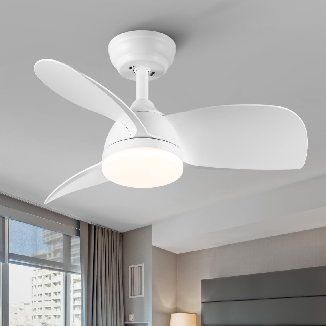28" Small Ceiling Fan Ceiling Fans with Lights Remote Control ABS Blade ...
