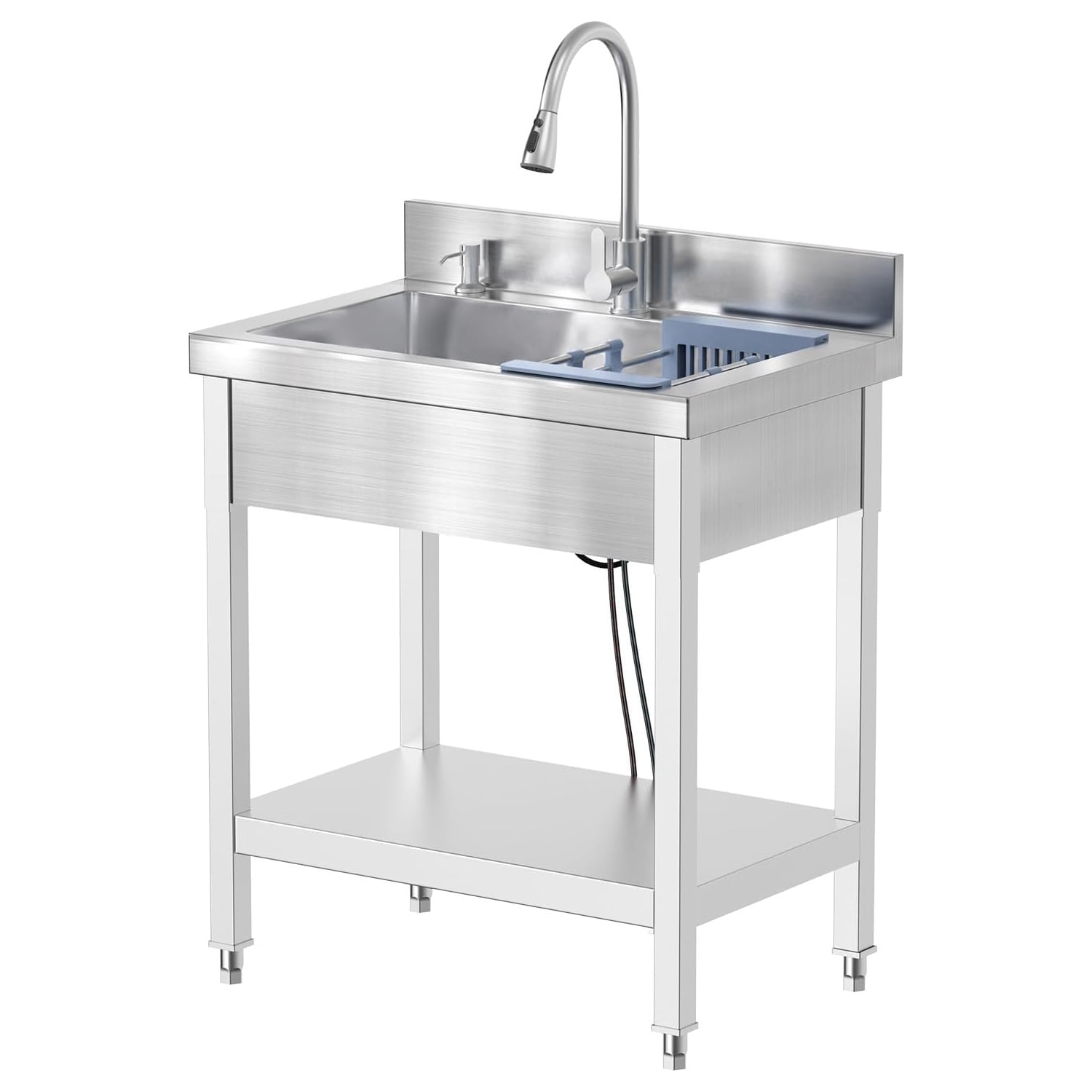 28" Stainless Steel Sink Large Single Sink Pull-out cold water faucet ...