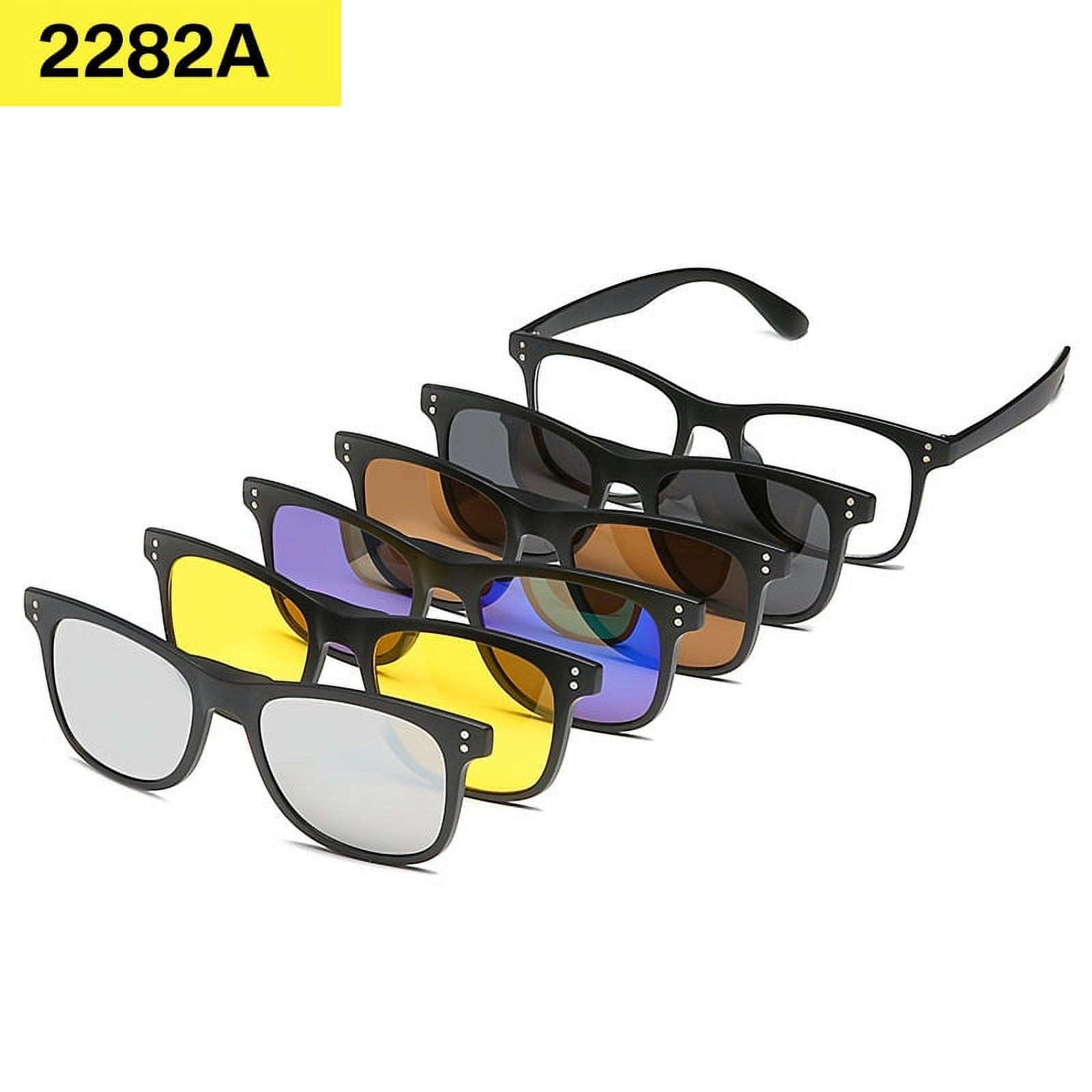 28 Style 5 Pack Sunglasses Magnetic Clip-on Lens + Eyeglass Frames ...