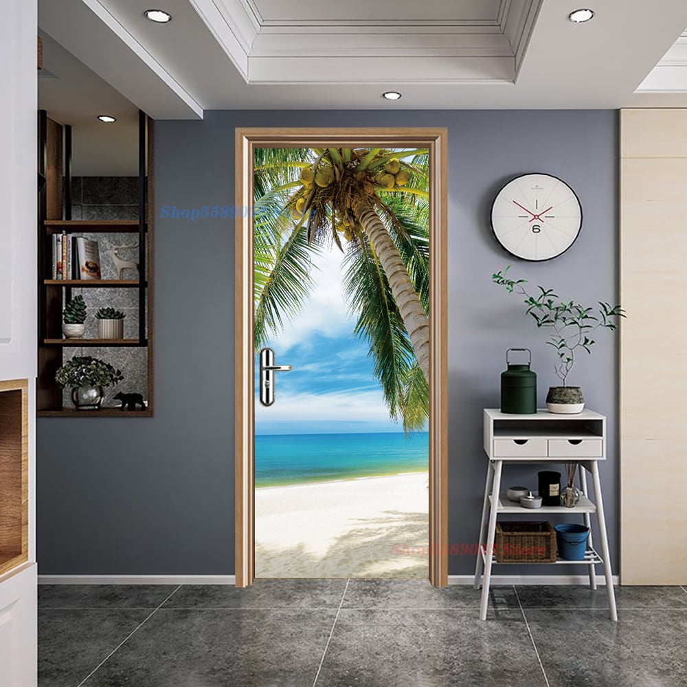 28 Styles Door Sticker Wooden Door Europe Gate Natural Landscape ...