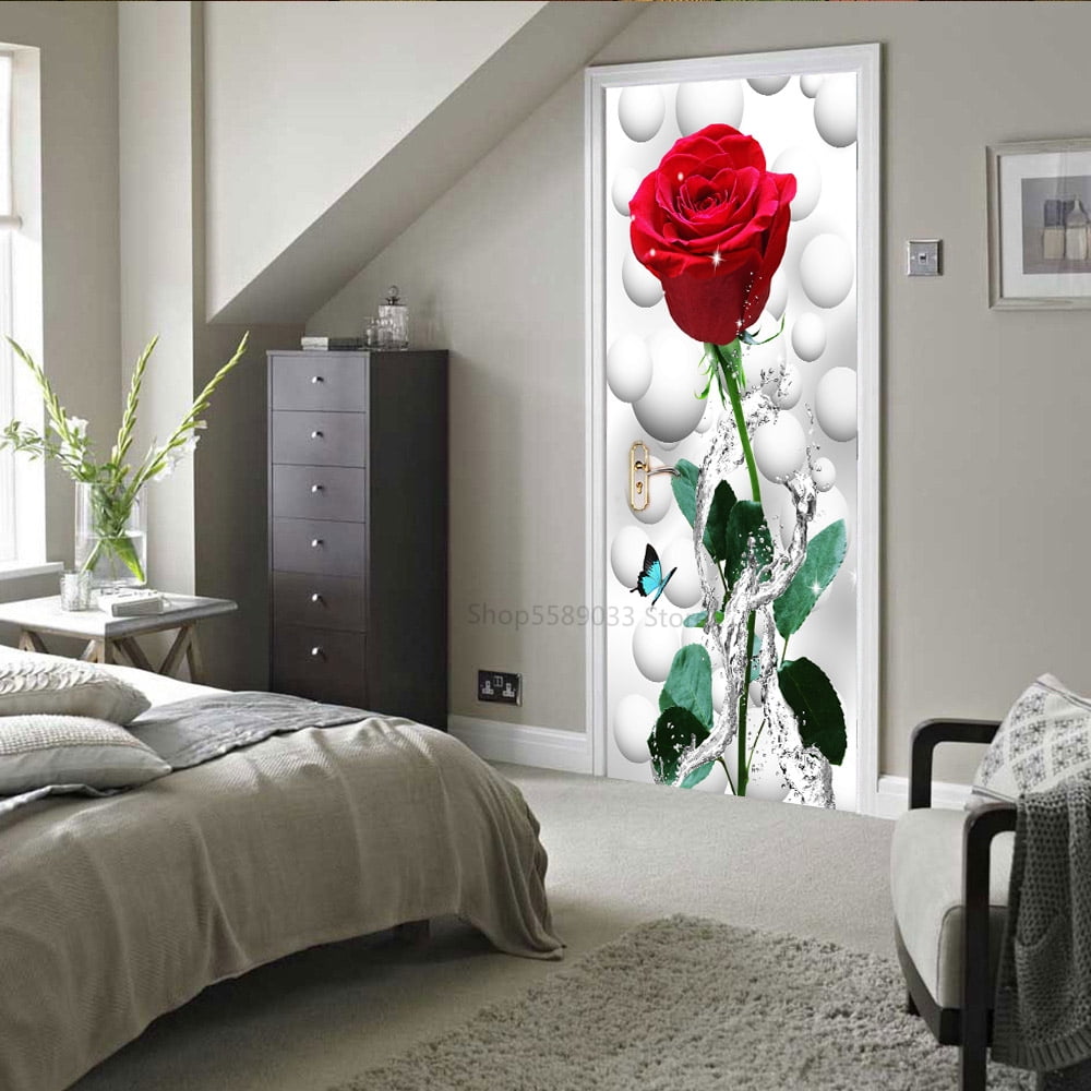 28 Styles Entrance Door Stickers Modern Silver Water Wave Wallpaper ...