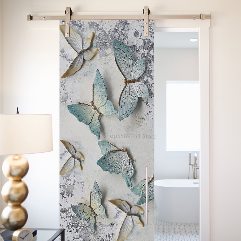 28 Styles Entrance Door Stickers Modern Silver Water Wave Wallpaper ...