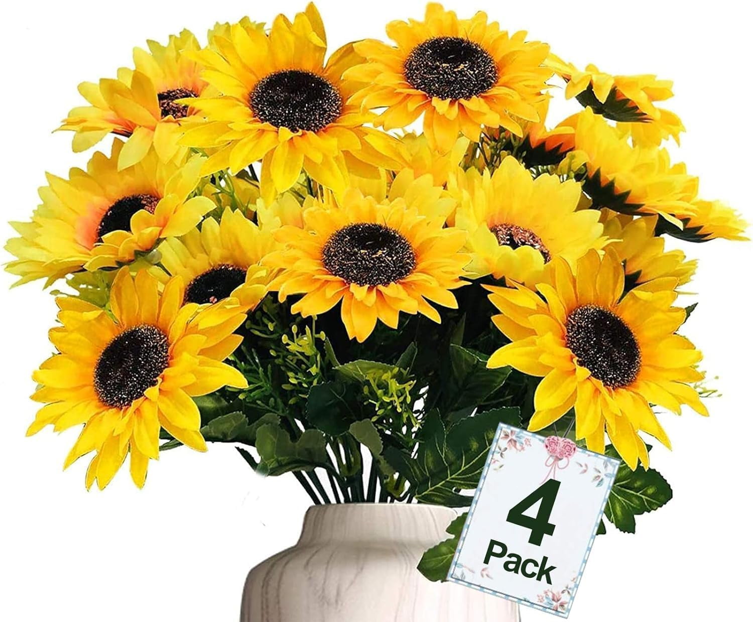 28 Sunflowers Artificial Flowers Bulk Spring/Summer Colors, 4-piece Set ...