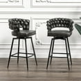 28" Swivel Bar Stools with Back and Footrest | Tan Leather Material ...