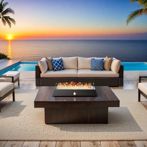 28'' Tabletop Fire Pit Table, 40,000 BTU Propane Fire Pit with Bottom ...
