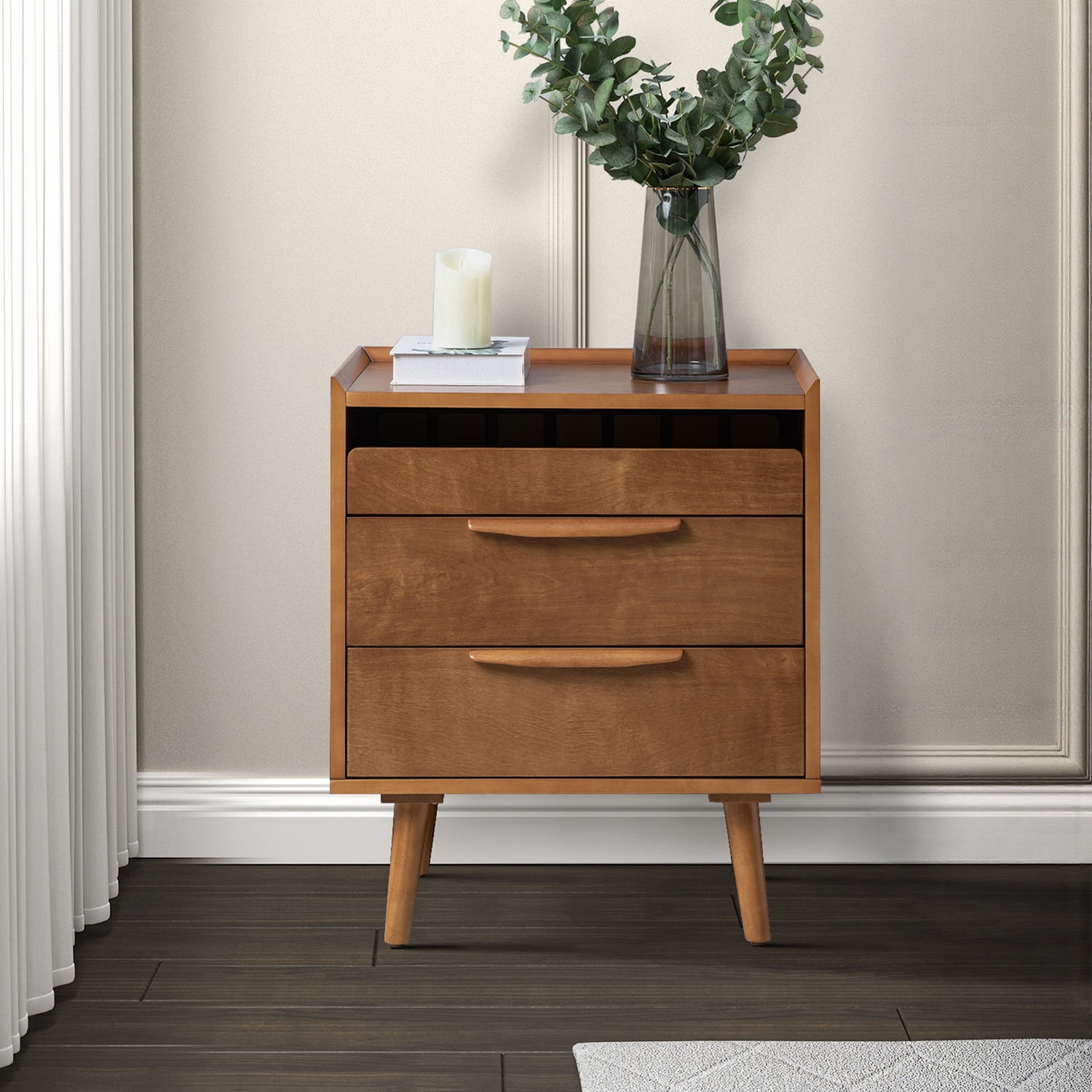 28" Tall 3 Drawers End Table with Charging Station Storage Table Acorn ...