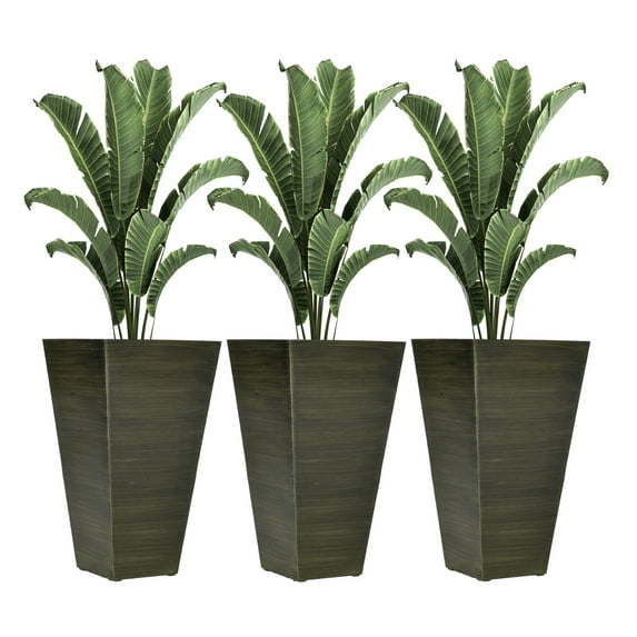 28" Tall Outdoor Planters, Set of 3 Large Taper Planters with Drainage ...