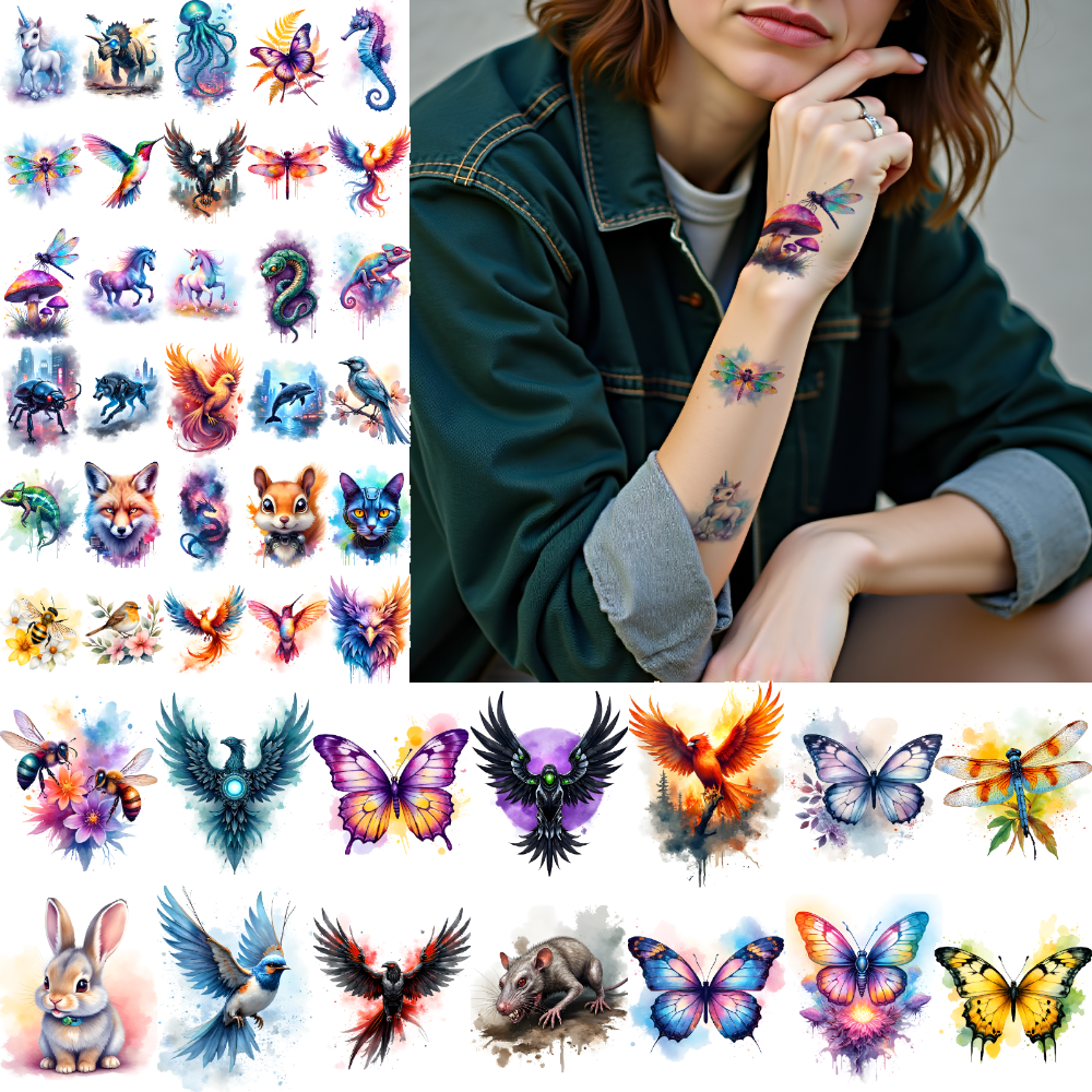 28 Temporary Tattoo Stickers Waterproof Long Lasting Body Stickers ...