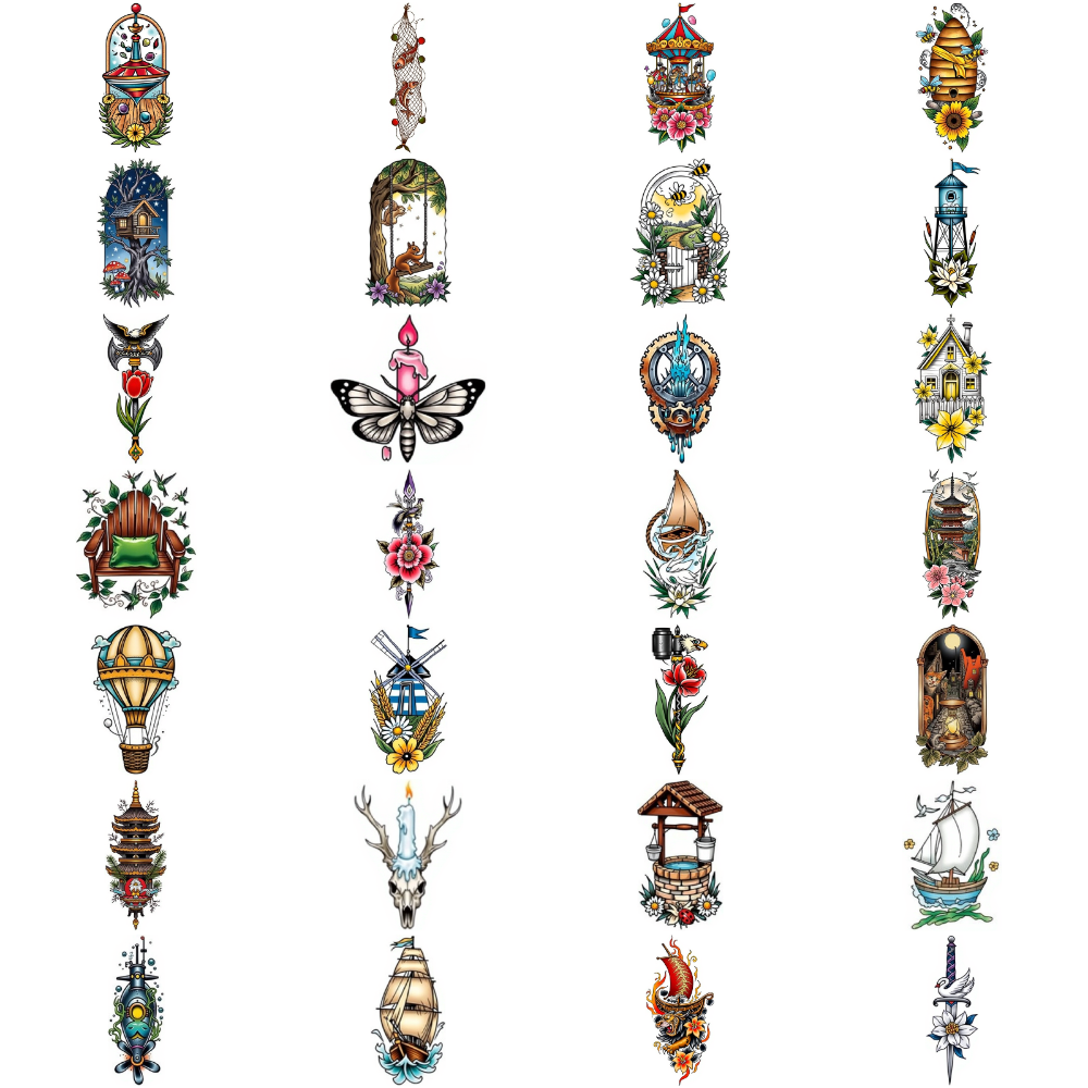 28 Temporary Tattoo Stickers, Waterproof Long Lasting Body Stickers ...