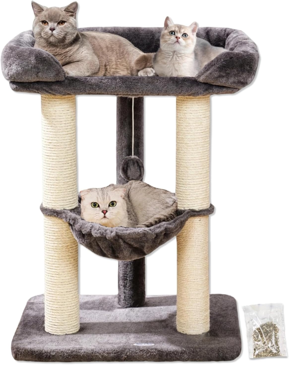28" Tree Tower for Idoor Cats, Tall Scratchig with Large Bed for Maie ...