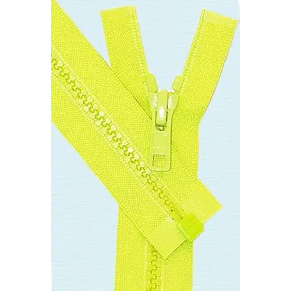 28" Vislon Zipper ~ YKK #5 Molded Plastic ~ Separating - 535 Neon Green ...