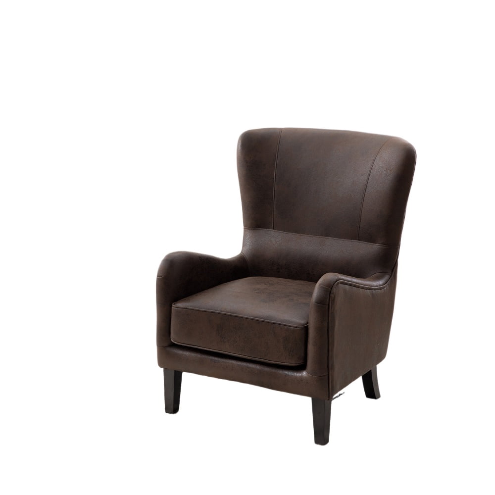28"W PU High Back Wingback Chair, Retro Upholstered Accent Armchair ...