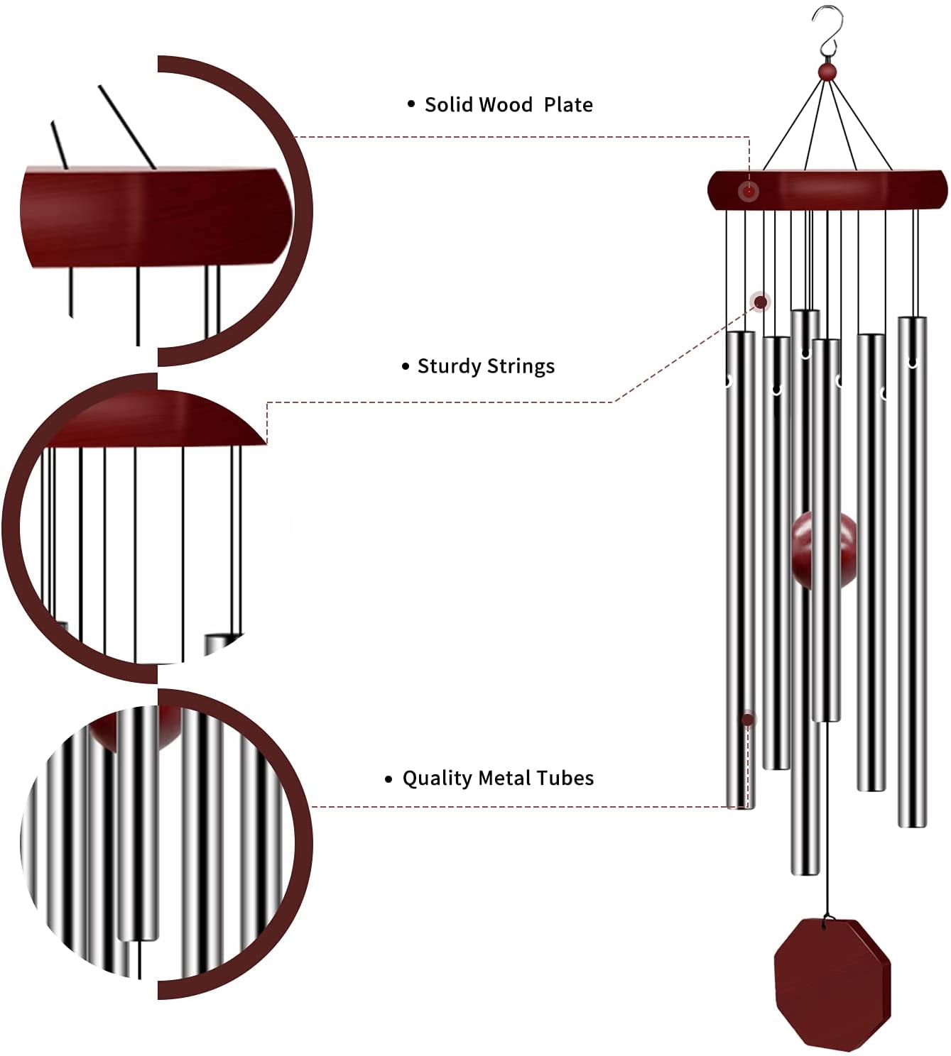 28" Wind Chimes for Outside, Heavy Duty Wind Chimes,Memorial Wind ...