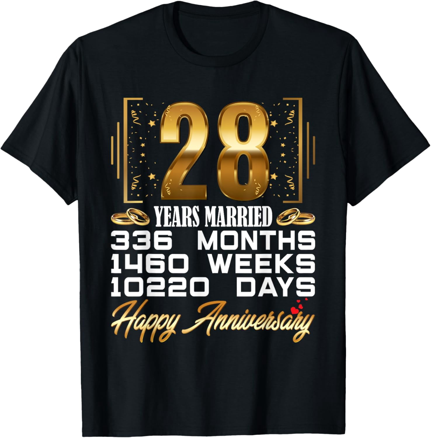 28 Years Married - Funny 28th Wedding Anniversary T-ShirtMen and women ...