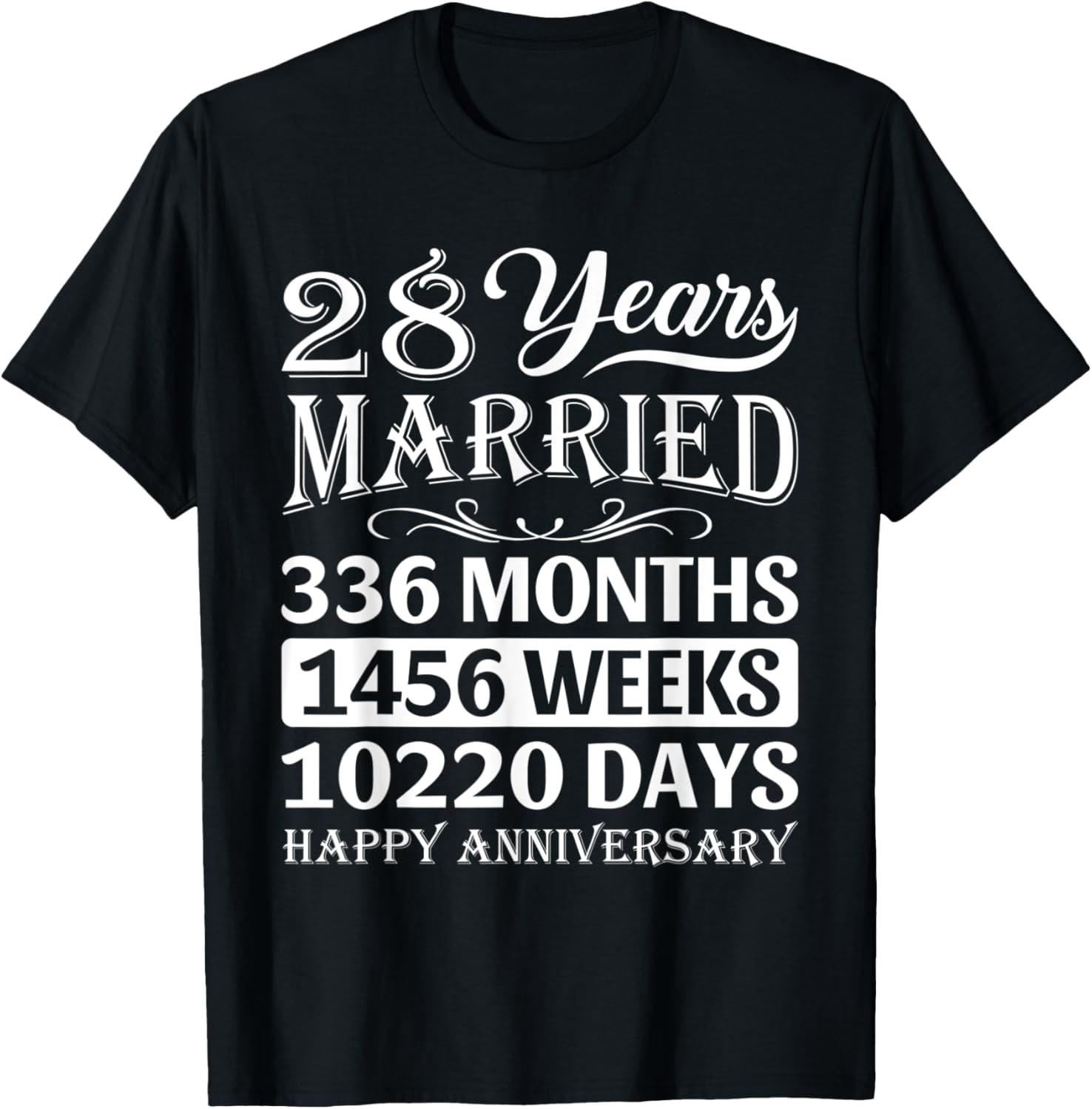 28 Years Married - Happy 28th Wedding Anniversary T-ShirtMen and women ...