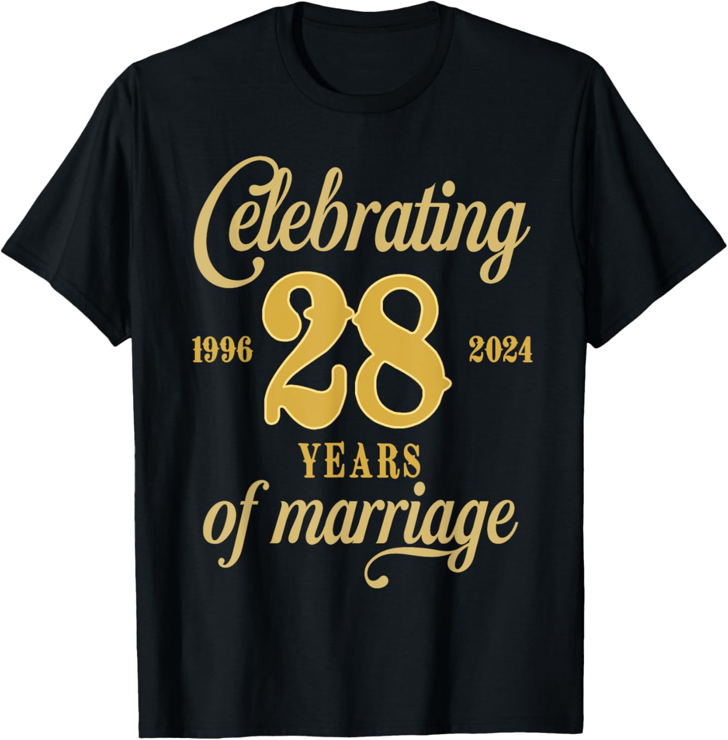 28 Years of Marriage 1996 Couple 28th Wedding Anniversary T-Shirt ...