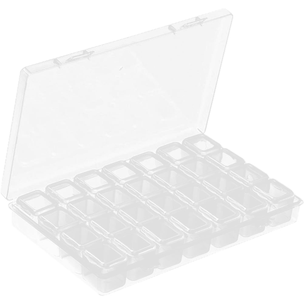 28-Compartment Transparent Plastic Storage Box, Bead Organizer with ...