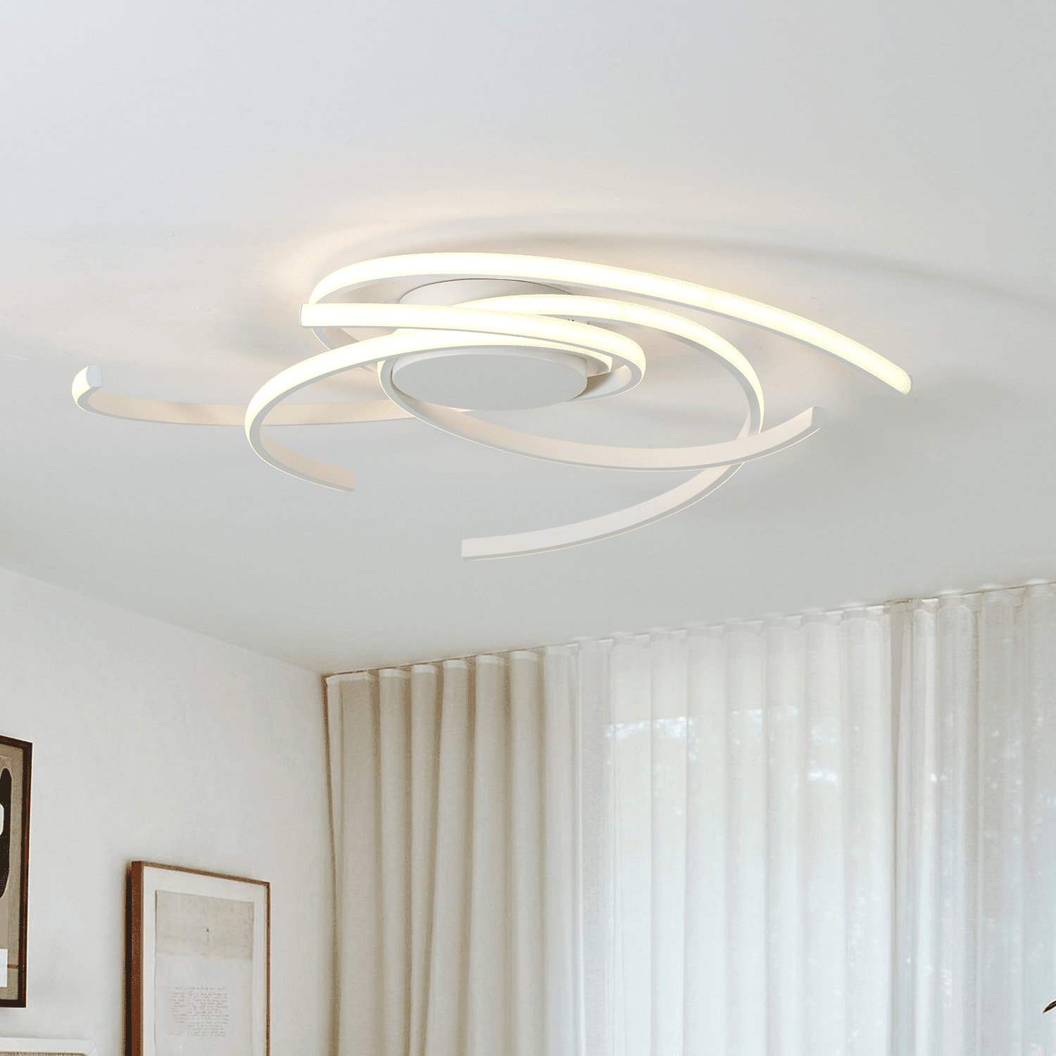 28 in. 3-Light Integrated LED Flush Mount White Finish Modern Dimming ...