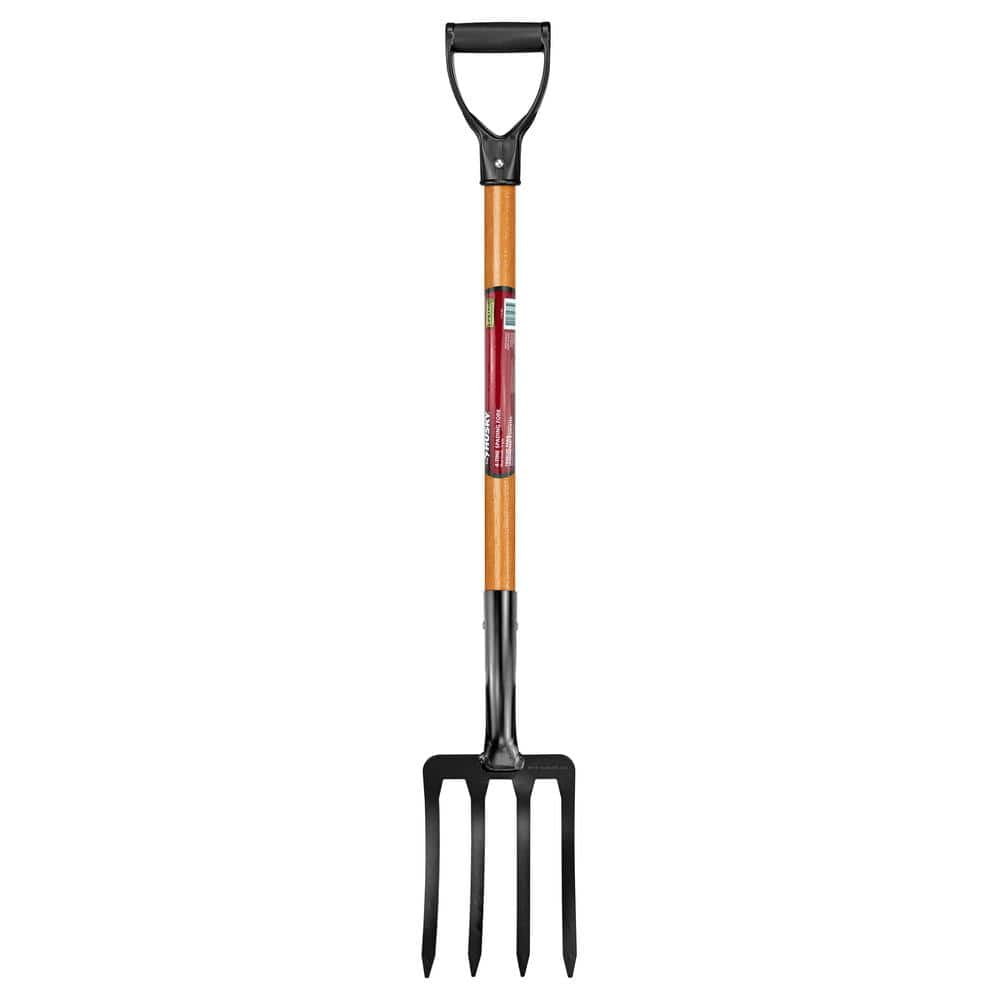 28 in. D-Grip Short Wood Handle 4-Tine Spading Garden Fork - Walmart.com