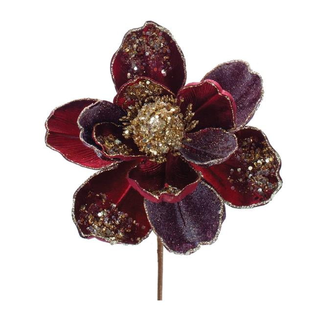 28 in. Velvet Magnolia Stem, Red & Gold - Set of 2 - Walmart.com