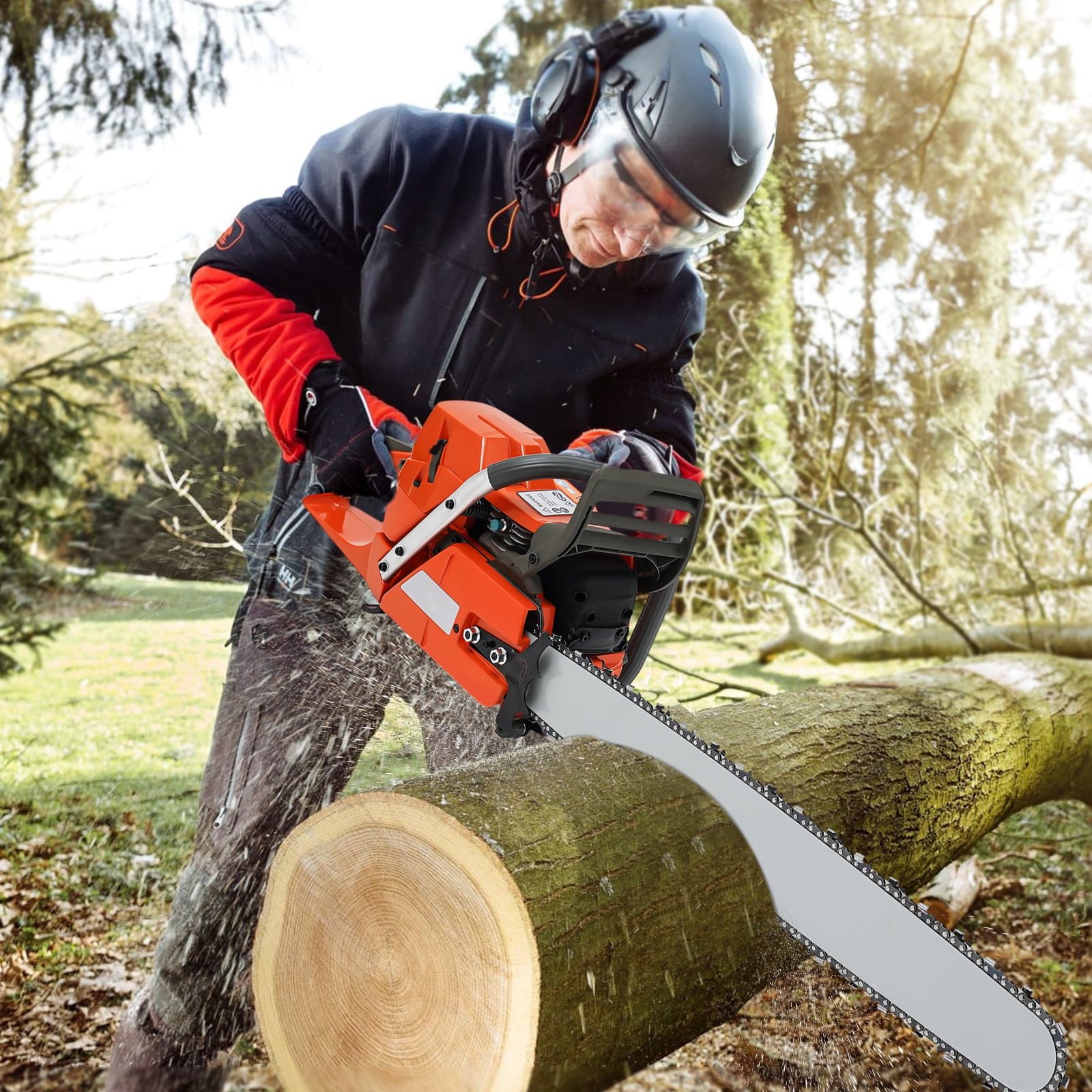 28 inch 2-Stroke Handheld Cordless Petrol Chain Saw Single Cylinder Gas ...
