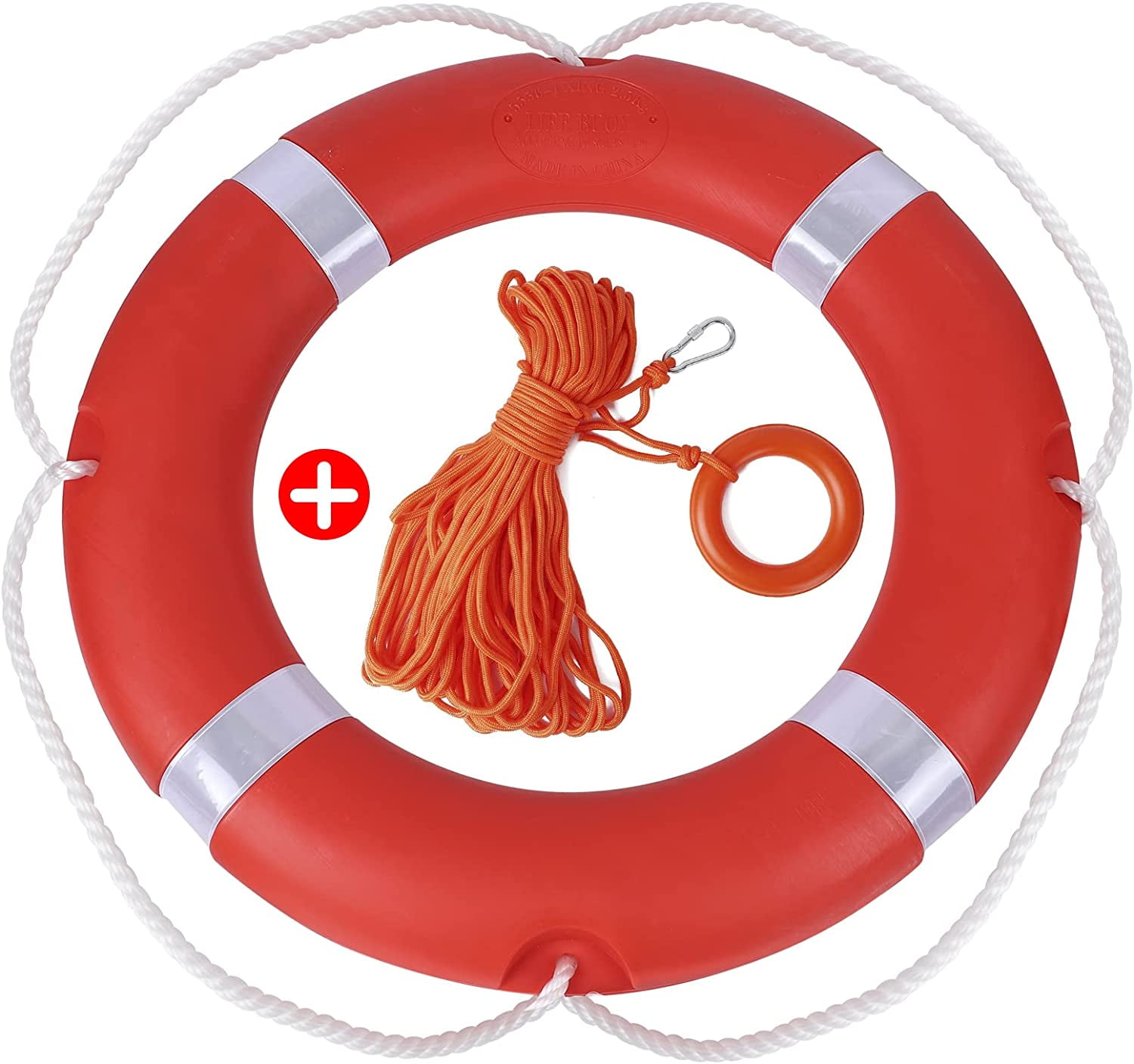 28 inch/23 inch Boat Safety Throw Ring with Water Floating Lifesaving Rope 98.4FT Set, 2.5/1.5 ...