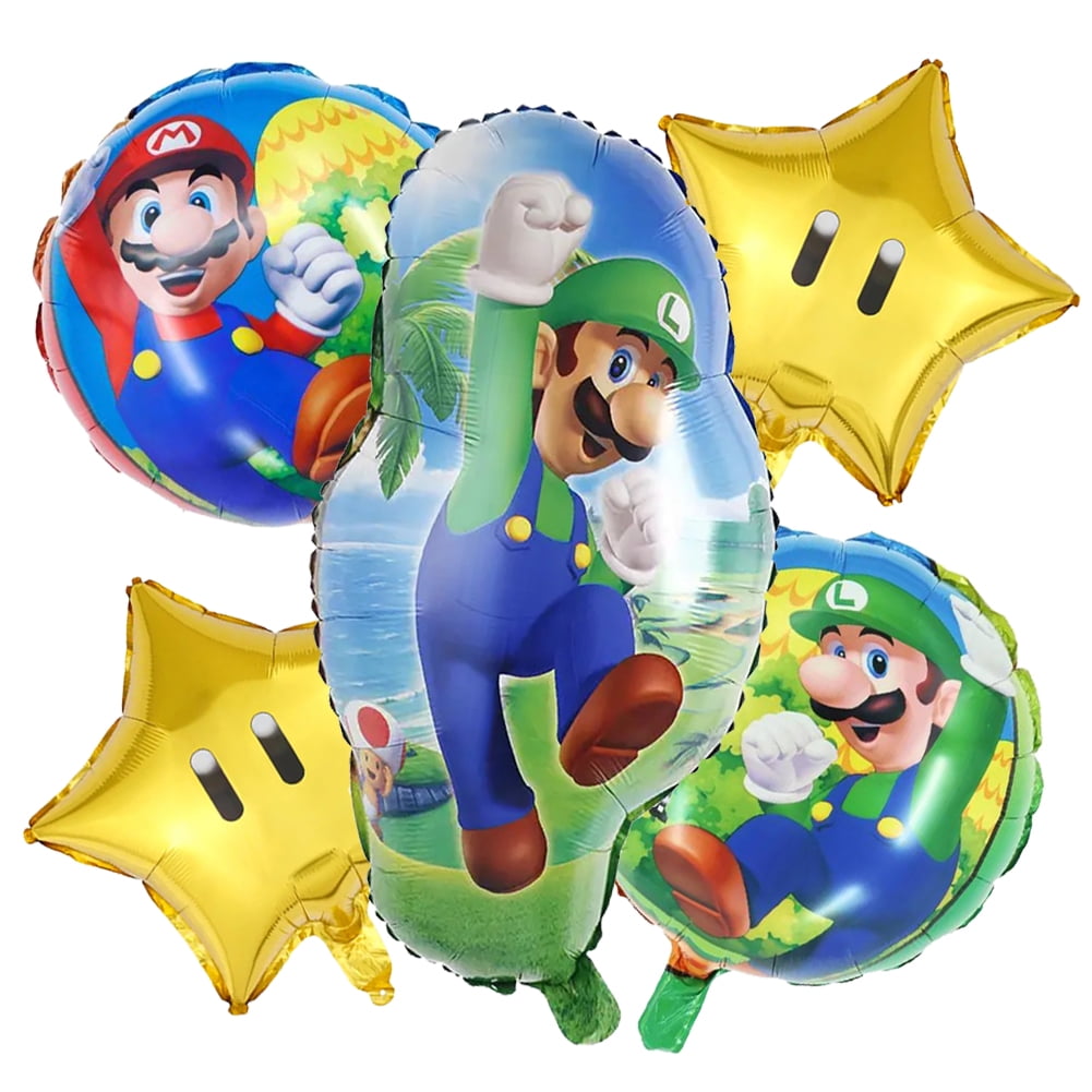 28 inch 5 PCS Birthday Party Balloon Luigi Balloon Mario Balloon Game ...