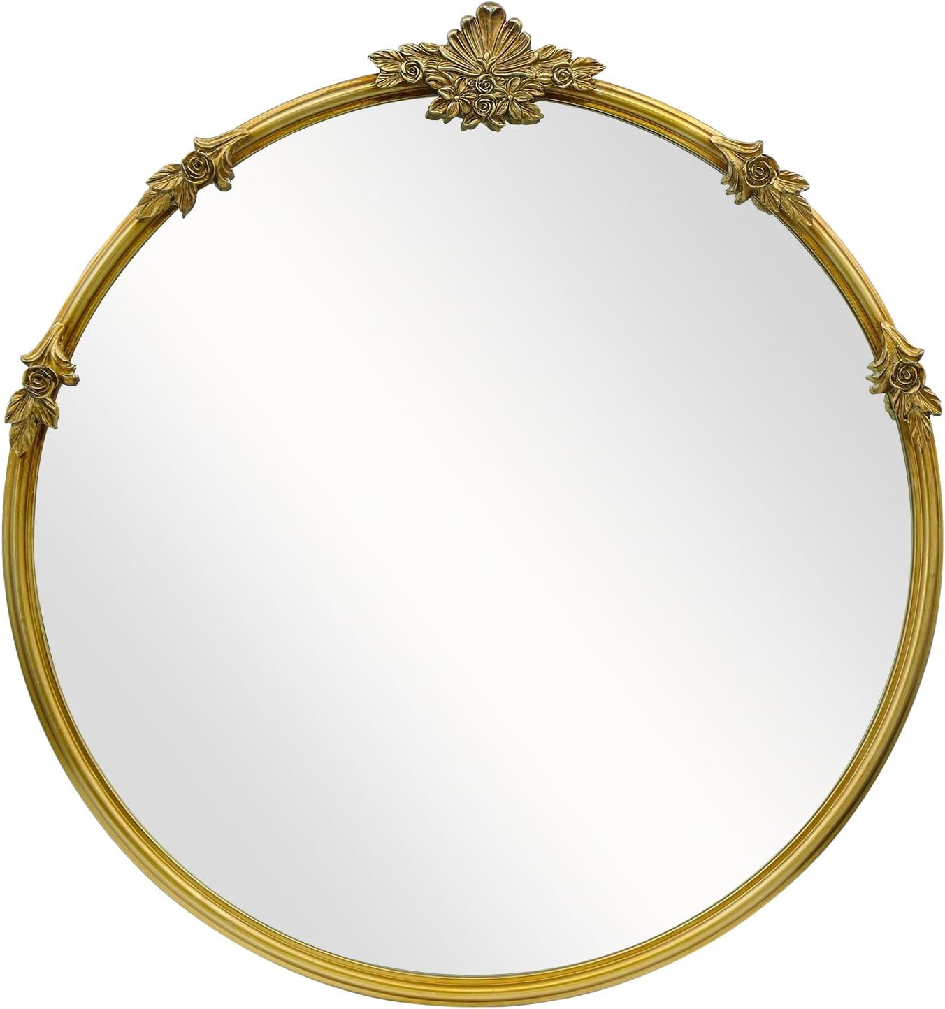 28-inch Baroque Gold Round Mirror – Retro Luxury Metal Frame Wall Art ...