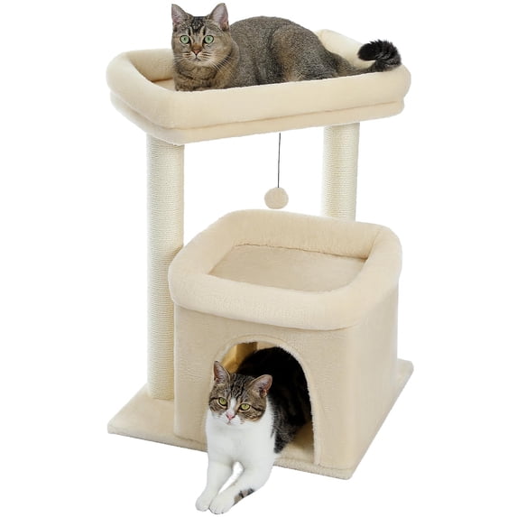 28 inch Large Condo Beige Cat Tree Tower For Indoor Use - Walmart.com