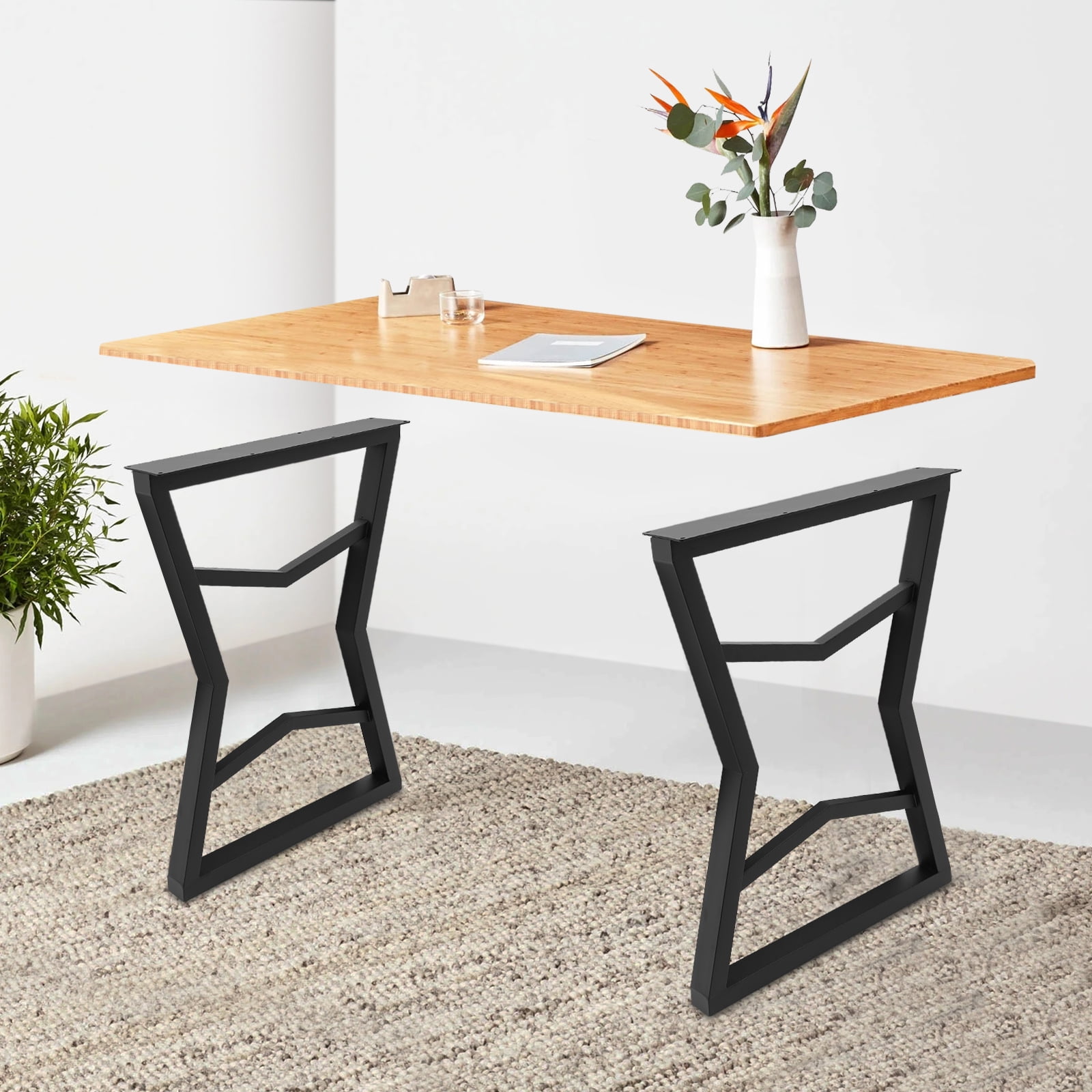 28-inch Steel Tube Table Legs, Modern 2Pcs Black Table Legs, Coffee ...